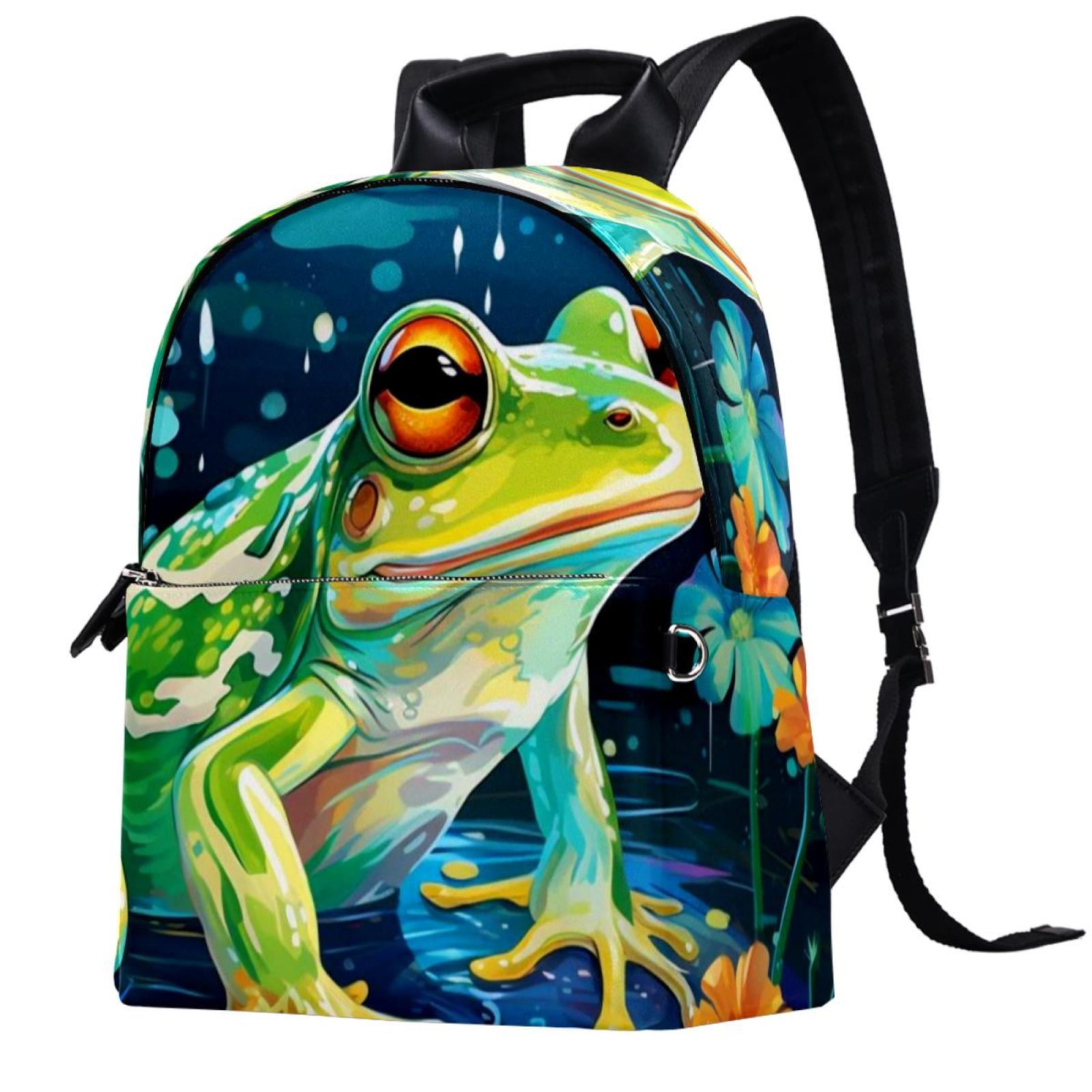 Frog Leather Cute Backpacks with Printed Design - Lightweight Laptop ...