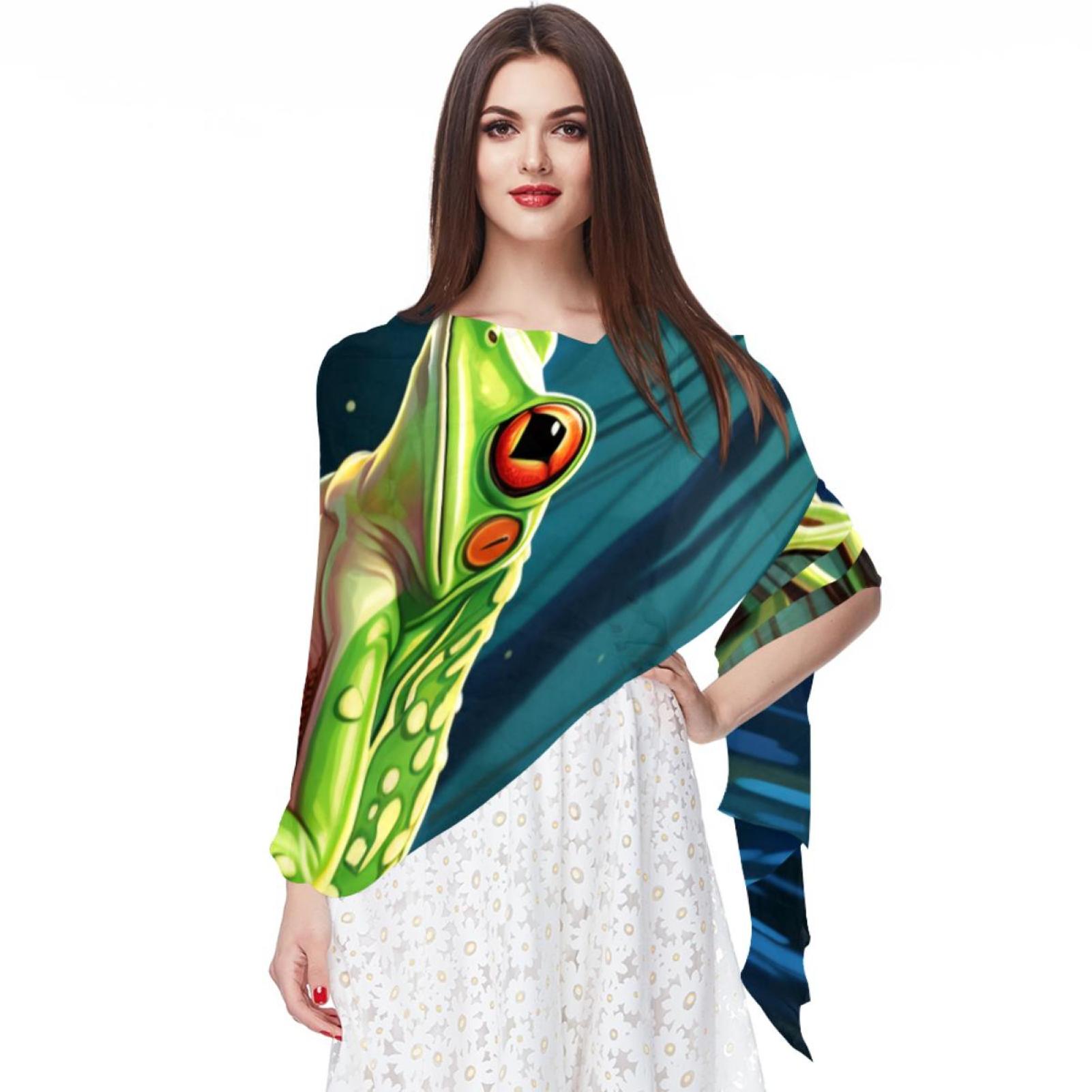 Frog Light and Breathable Chiffon Yarn Silk Scarf - Translucent 180*73 ...