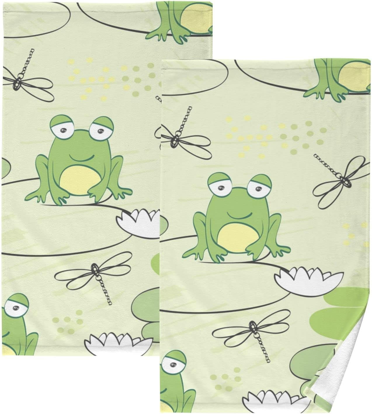 Frog Lotus Dragonfly Towels Set of 2, Super Soft Absorbent Hand Towel ...