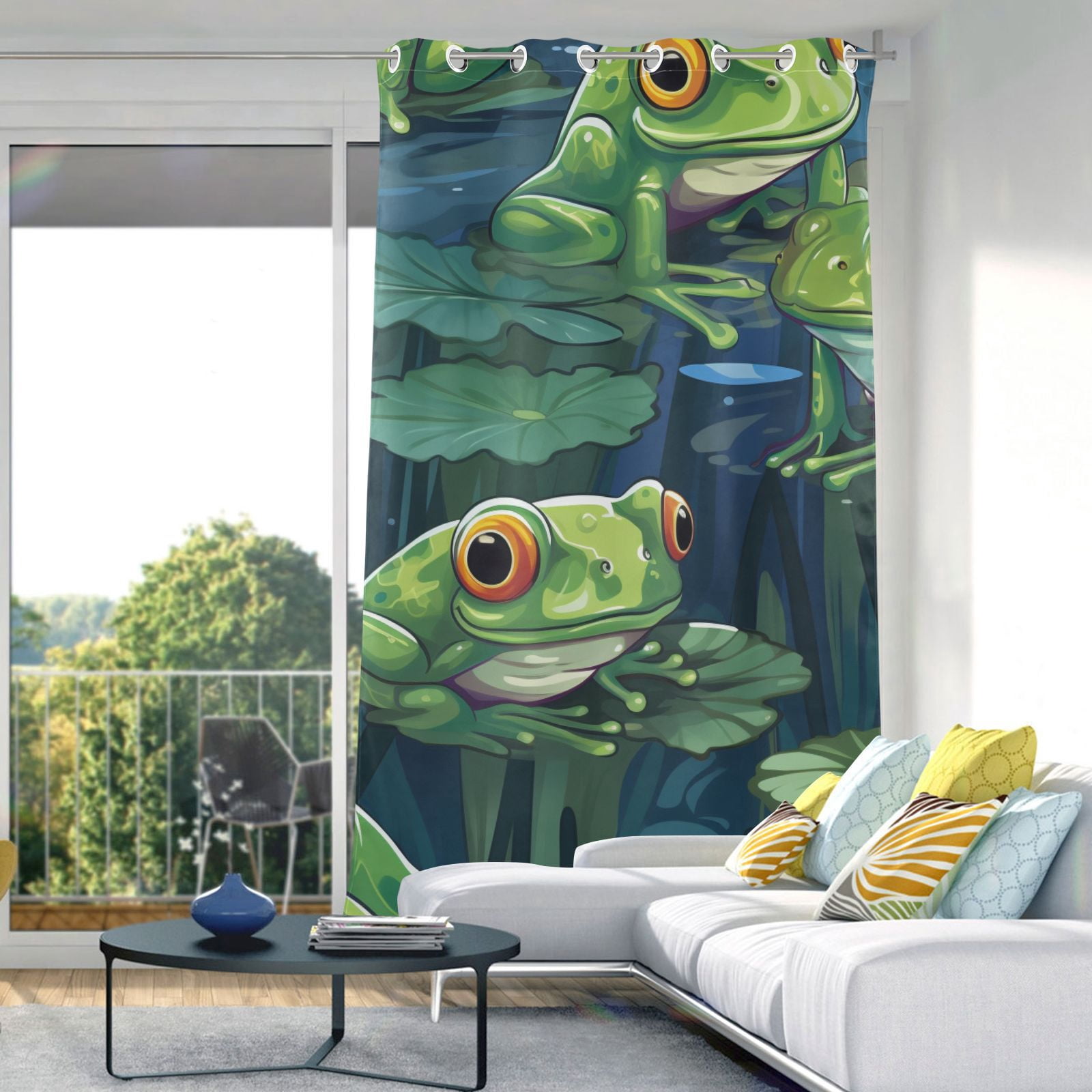 Frog Lotus Leaves Blackout Curtain Panels Drapes Privacy Assured with ...