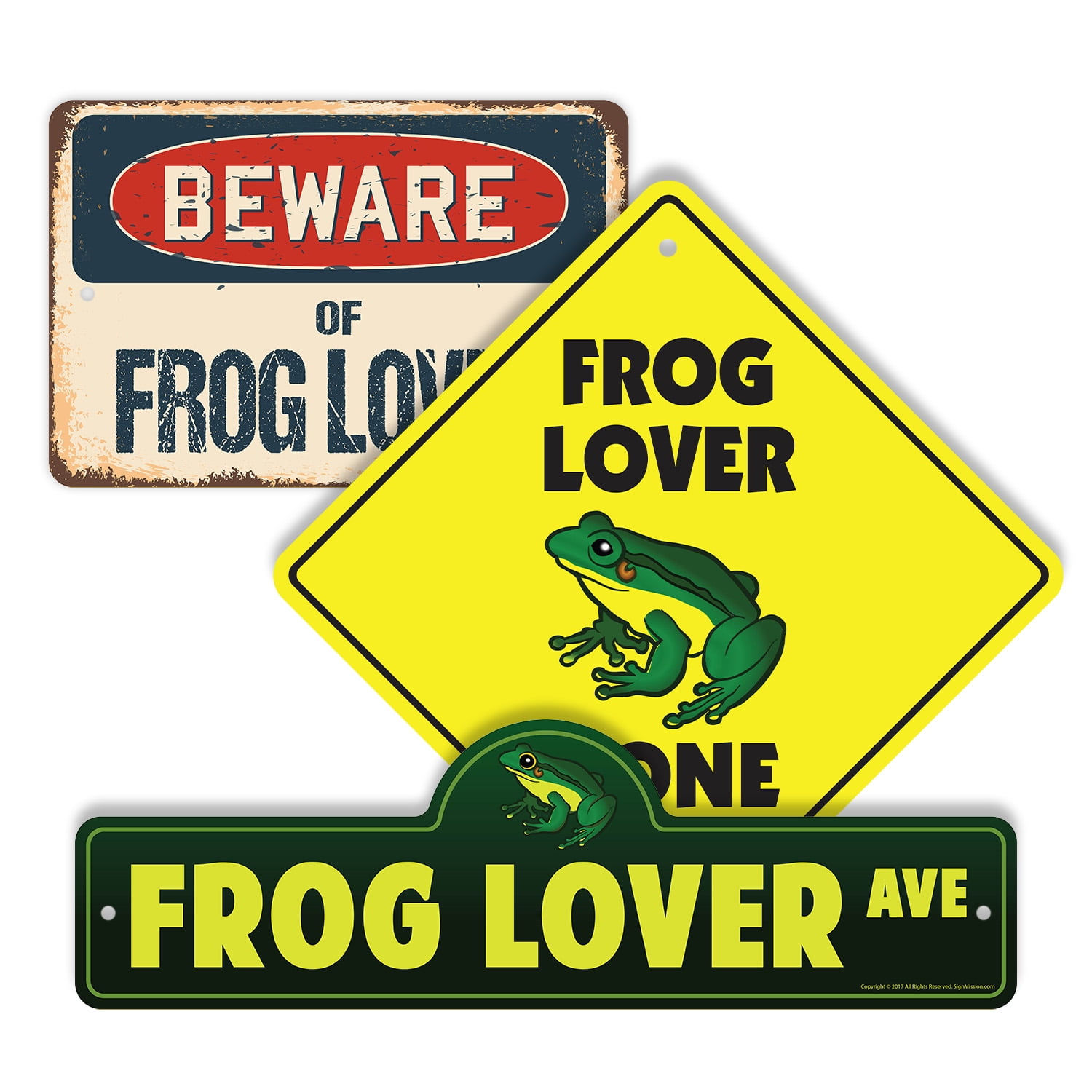Frog Lover (3 Pack) Large Plastic Street Sign Crossing Sign Warning ...