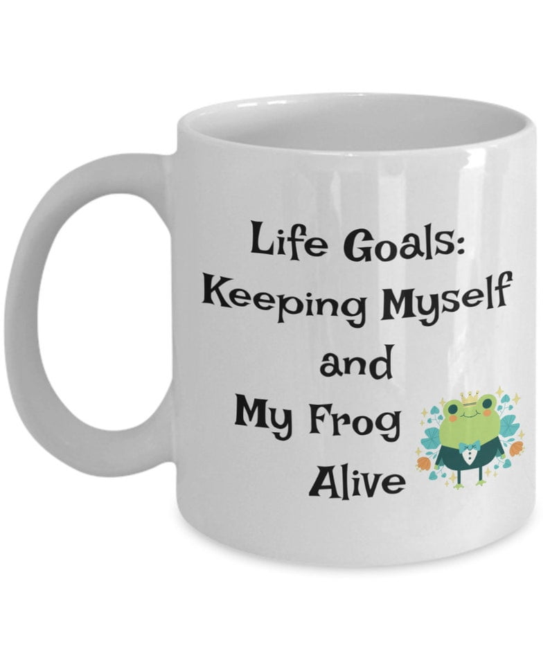 Frog Lover Funny Coffee Mug, Gift for Frog Keeper Owners, Frog Mom Dad L1ife Goals Keeping M and ...