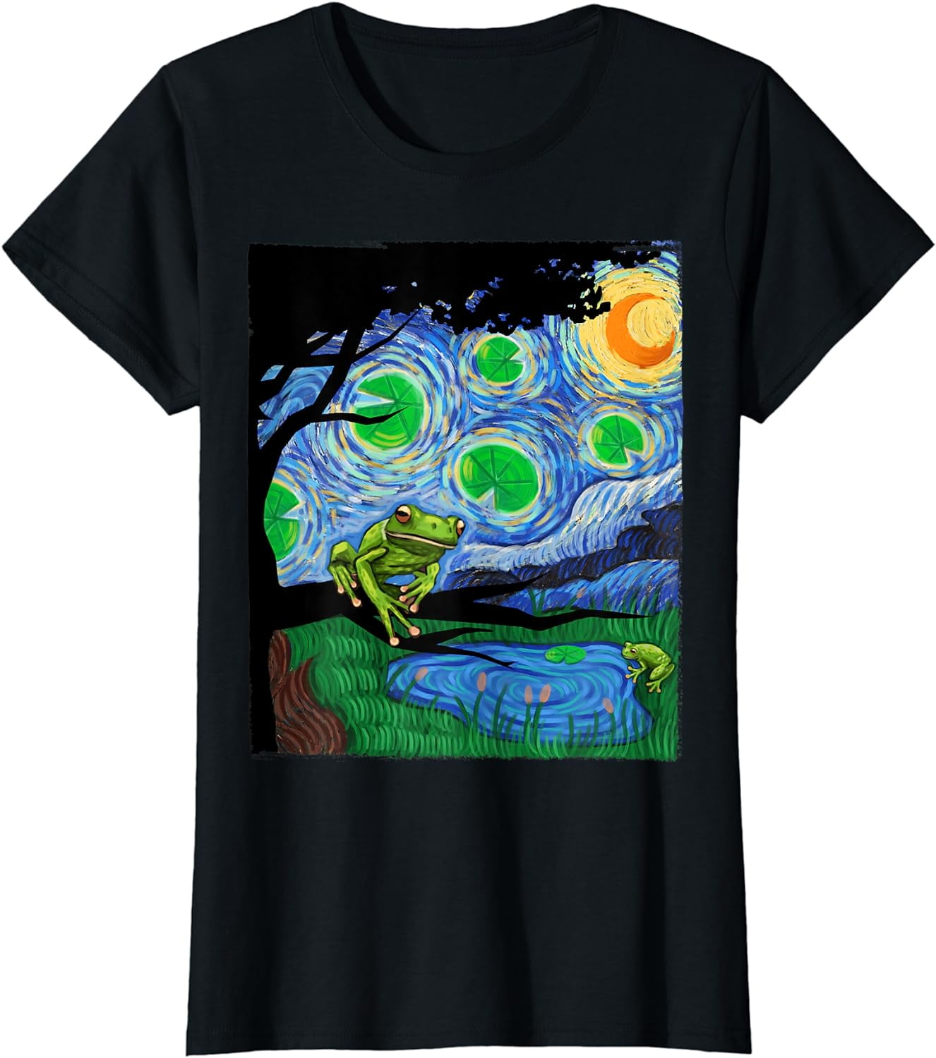 Frog Lover, Starry Night Frog, Van Gogh Frog, Frog T-Shirt - Walmart.com
