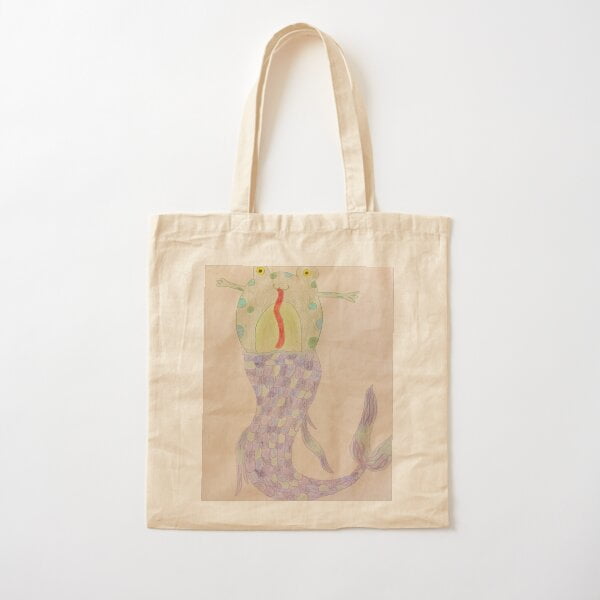 Frog, Mermaid, Frogs, Mermaids, Frogmaid, Cottagecore Canvas Tote Bag ...