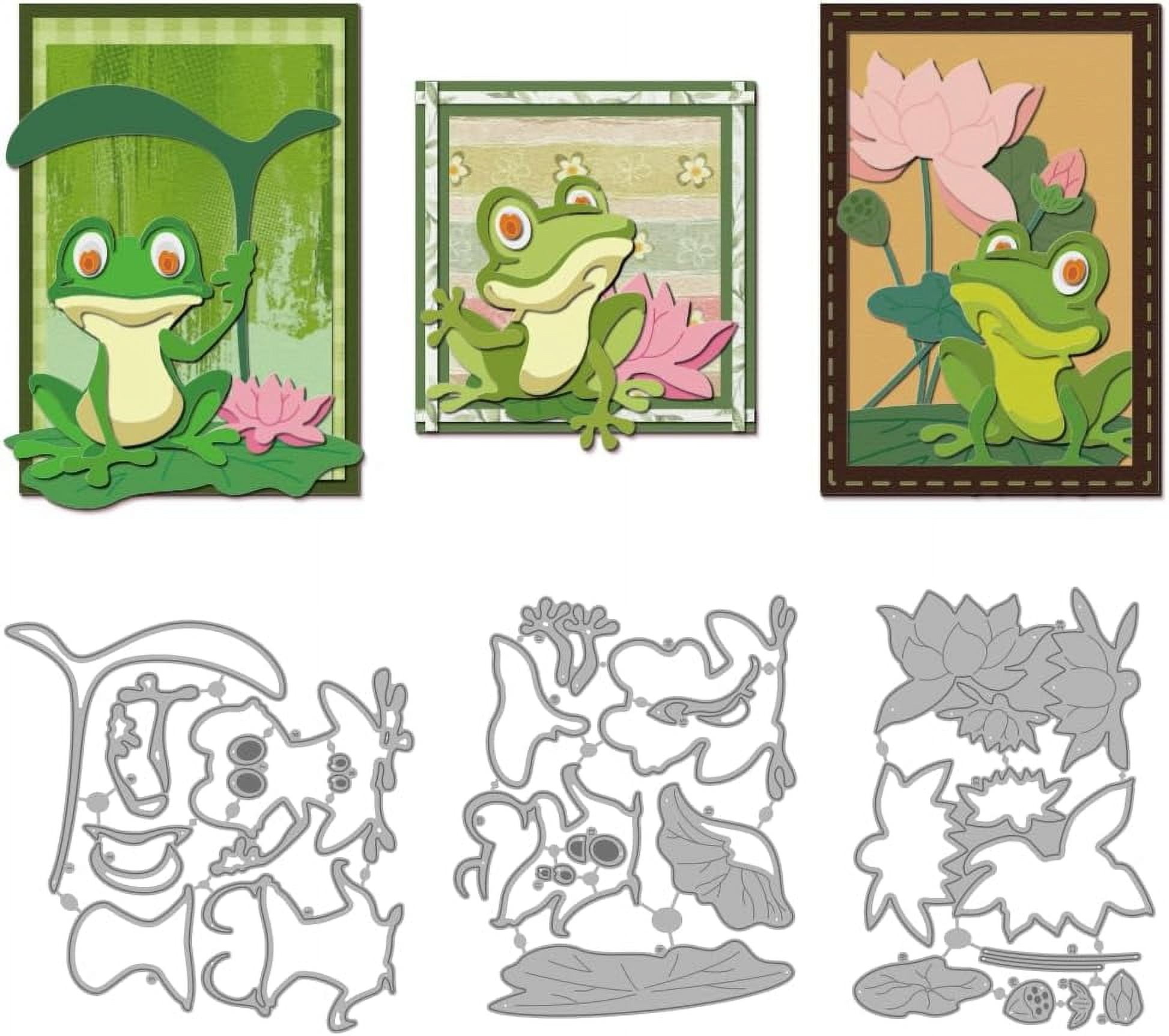 Frog Metal Cutting Dies Lotus Flowers and Leaves Die Cut for Card ...