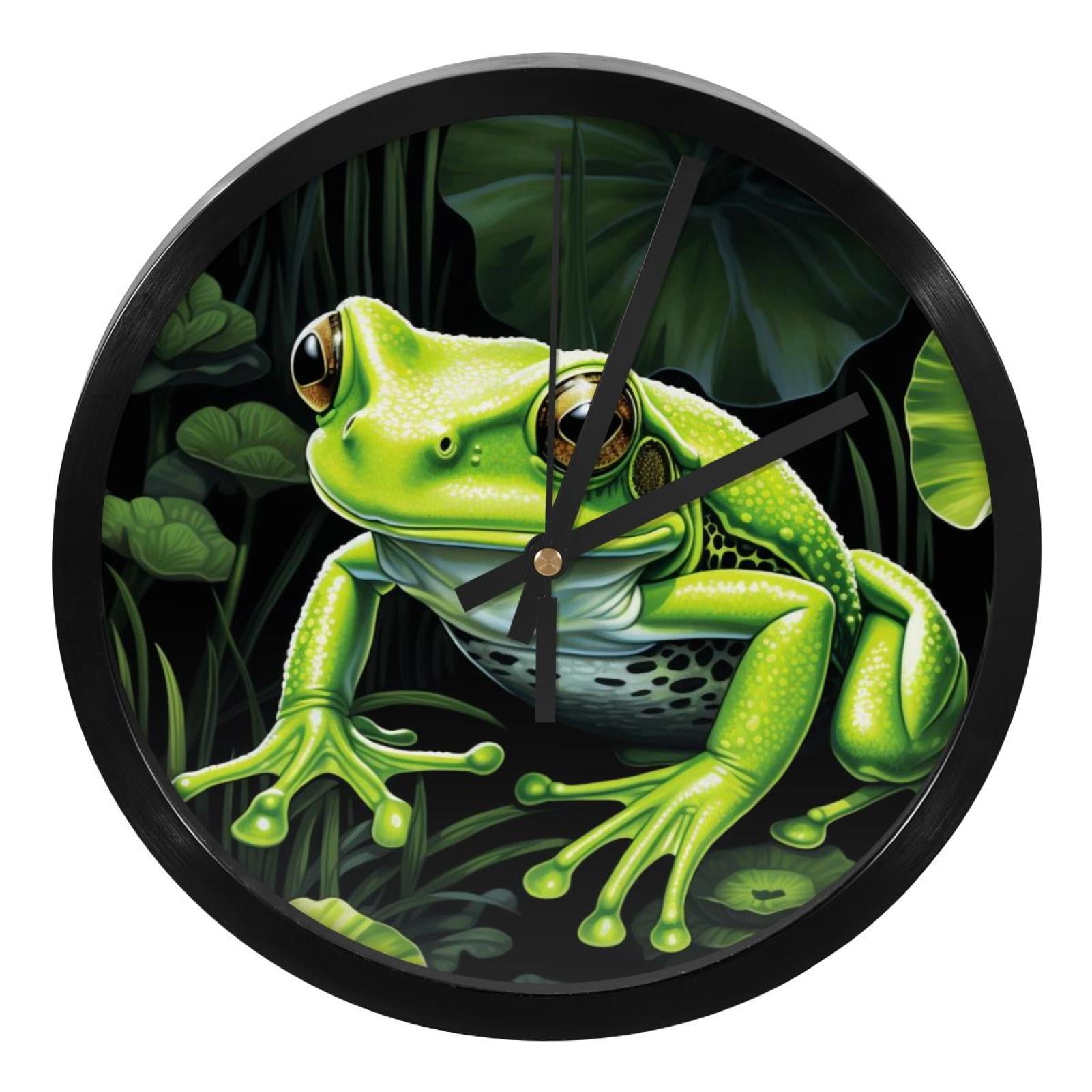 Frog Modern 9.8 Inch Wall Clock, Silent Non-Ticking Round Digital Clock ...