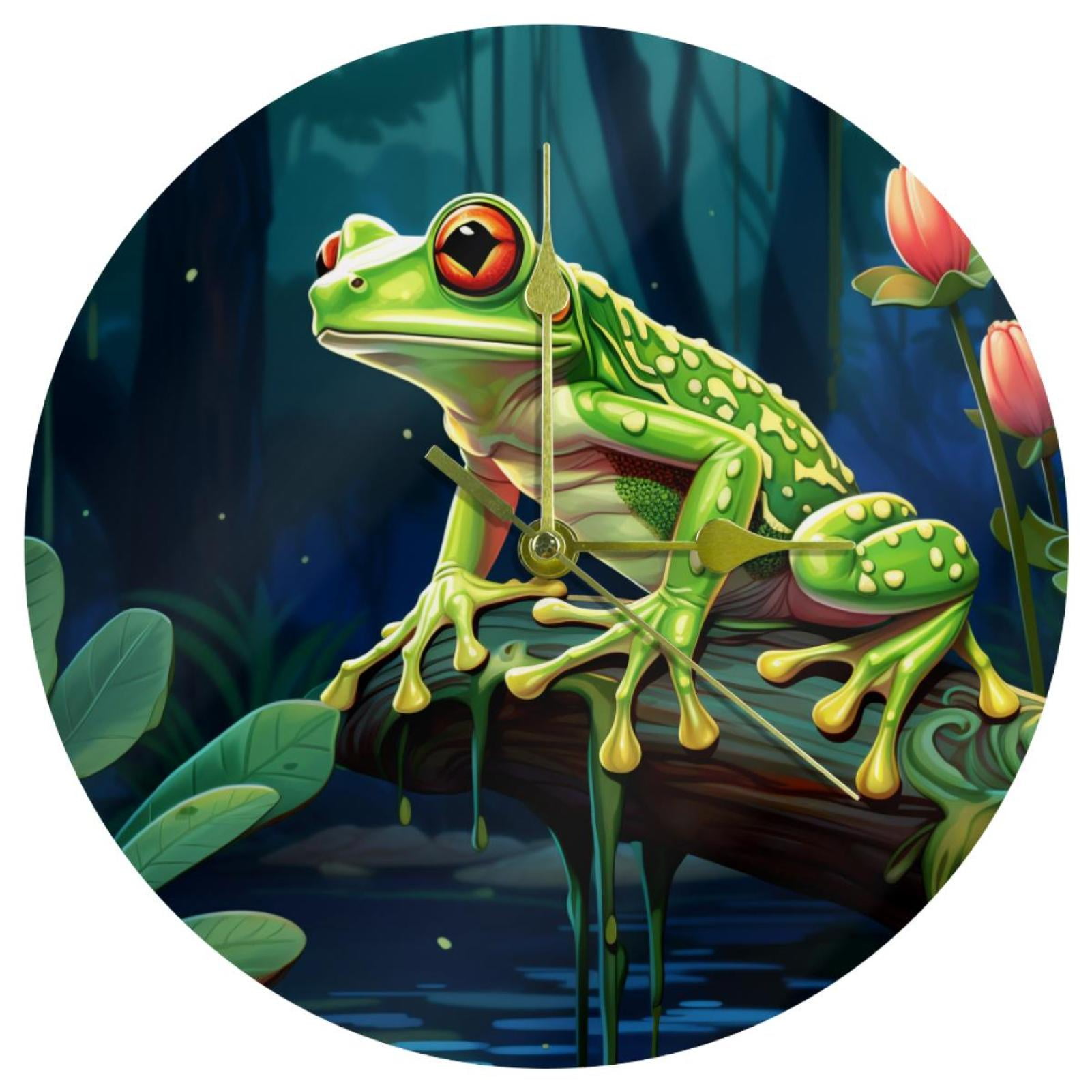 Frog Modern Round Acrylic Wall Clock, 9.8 Inches, Silent Non Ticking ...