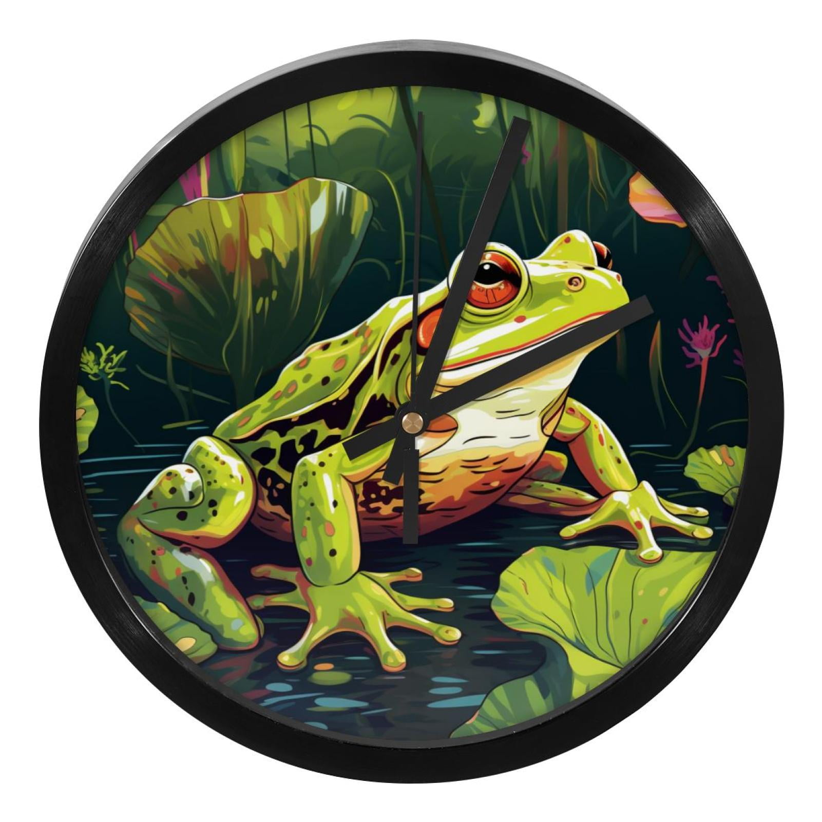 Frog Modern Wall Clock, 9.8 Inches, Silent Non-Ticking Round Digital ...