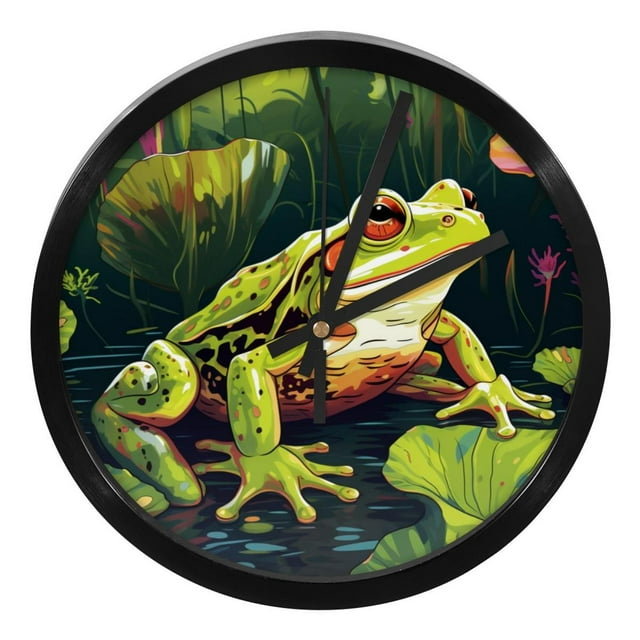 Frog Modern Wall Clock, 9.8 Inches, Silent Non-Ticking Round Digital ...