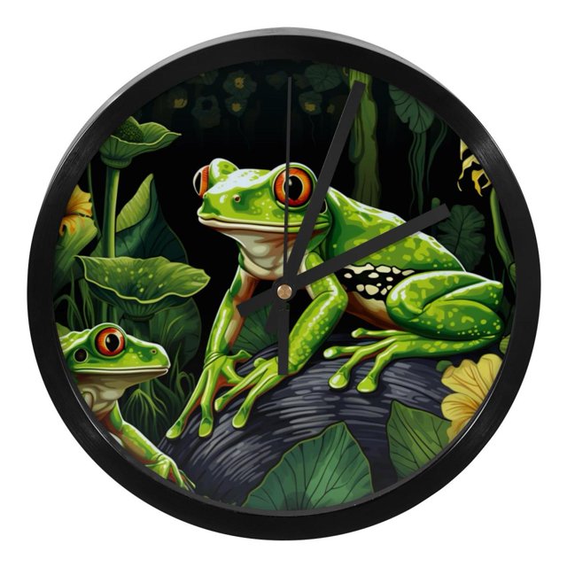 Frog Modern Wall Clock, 9.8 Inches, Silent Non-Ticking Round Digital ...