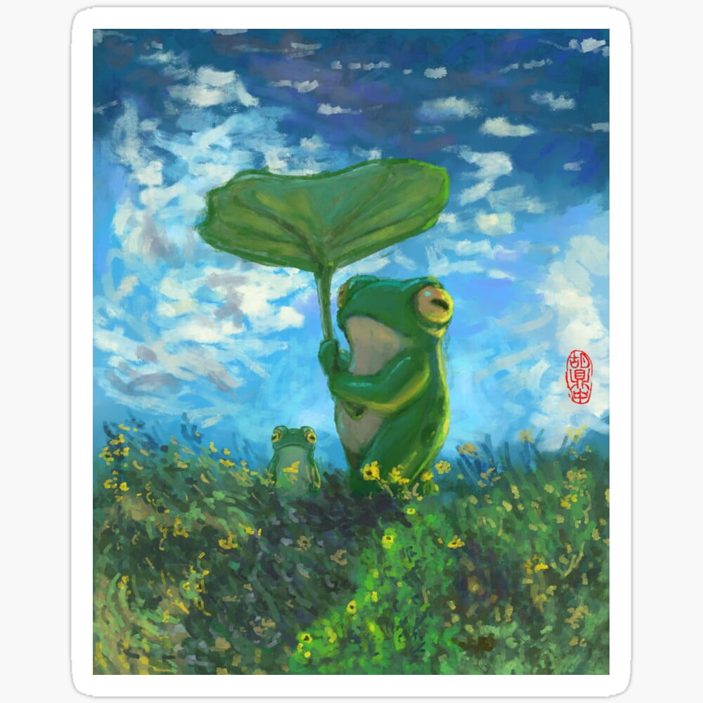 Frog Of Monet'S Woman With A Parasol Whimsical Impressionist Frog Art ...