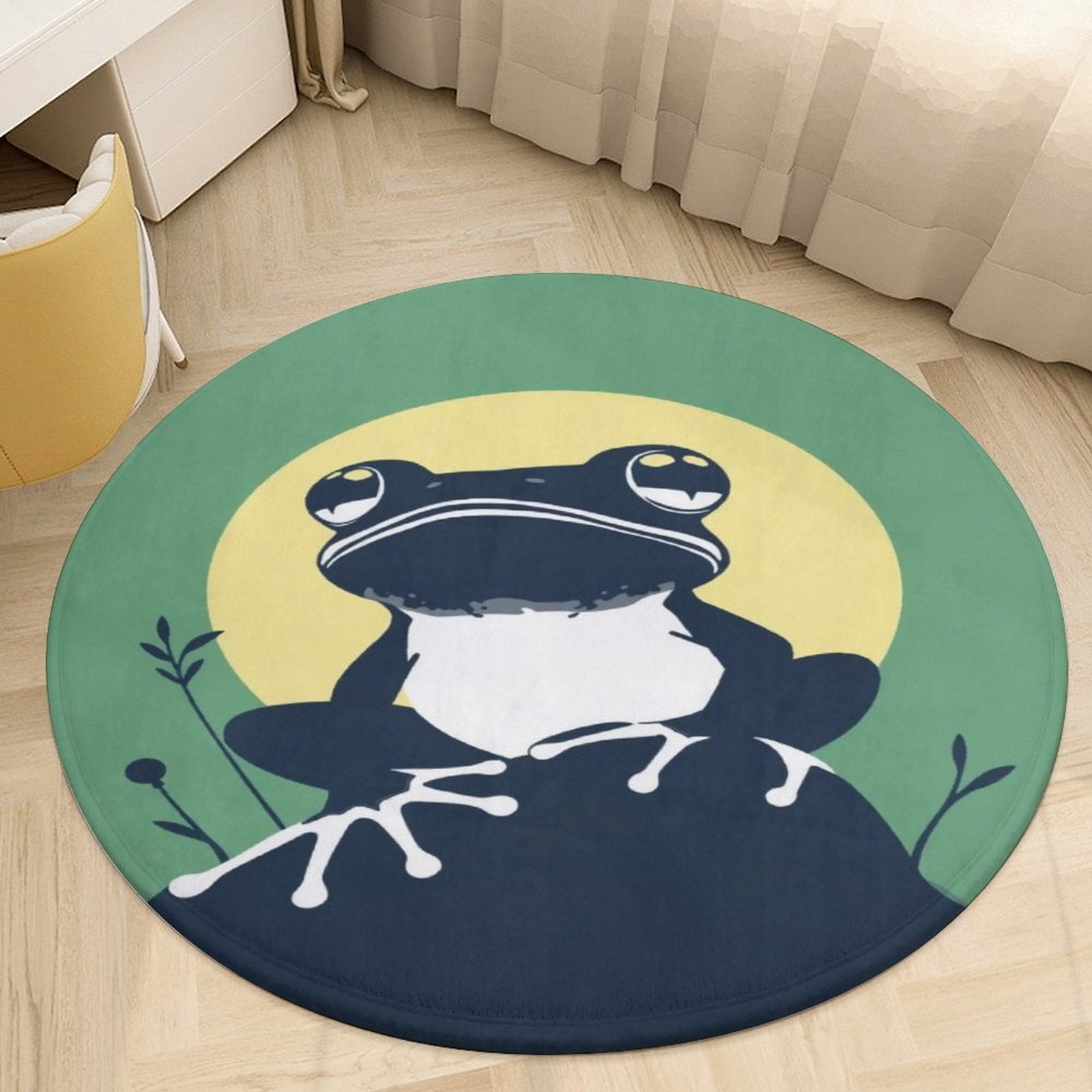 Frog Moon Art Area Rug Round Carpet Rug for Living Room Bedroom Sofa Play Non-slip Floor ...