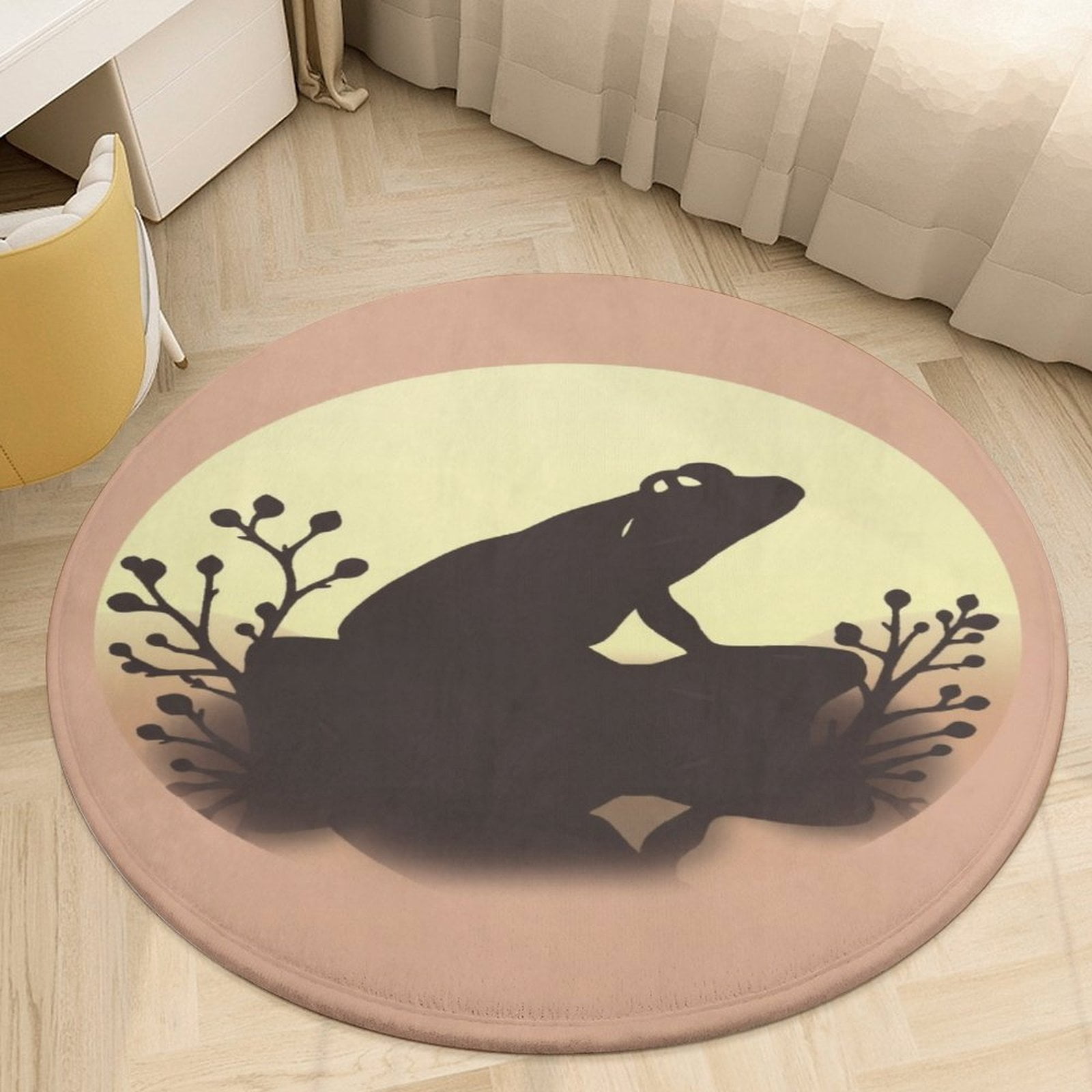 Frog Moon Silhouette Round Carpets Modern Living Room Ration Rugs Large ...