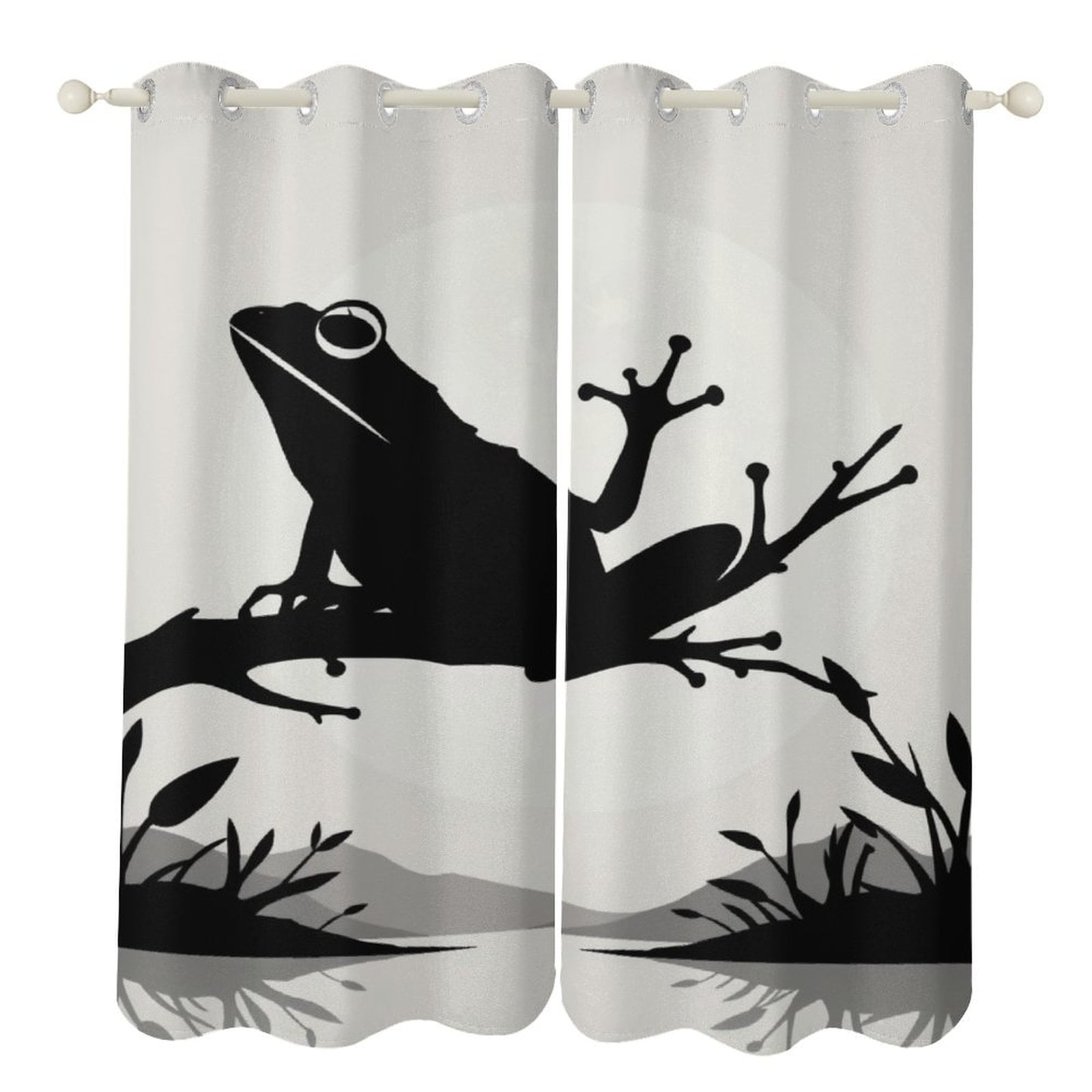 Frog Moon Silhouette Window Drapes For Kids Boys Girls Bedroom Blackout ...