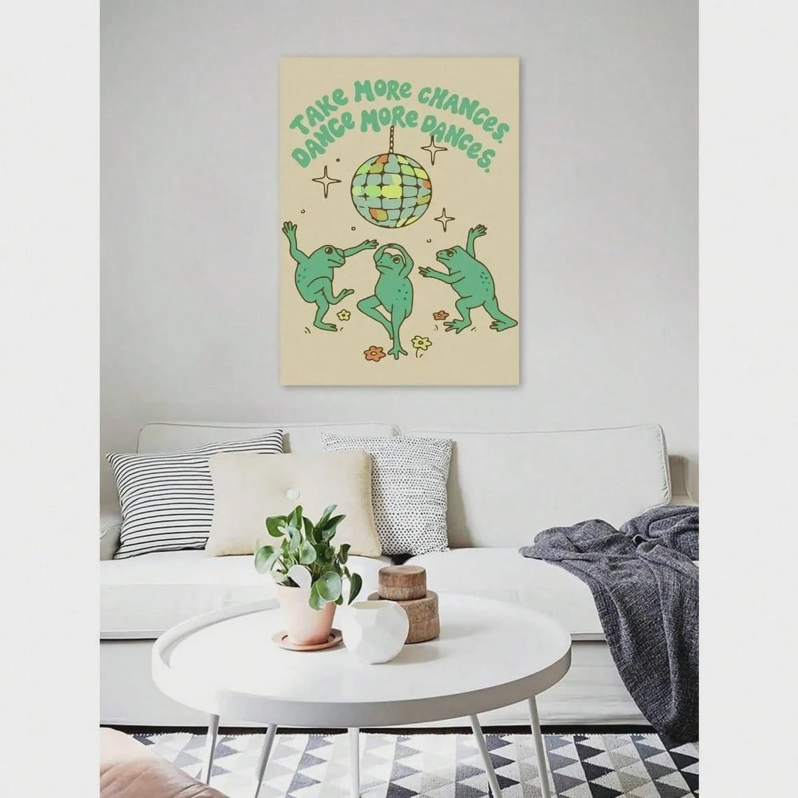 Frog Motivational Poster Retro Disco Wall Art Poster Disco Ball Cute ...