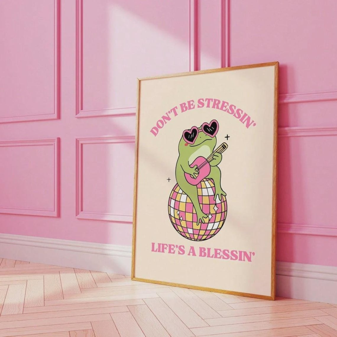 Frog Motivational Poster Retro Disco Wall Art Poster Positive Quote ...