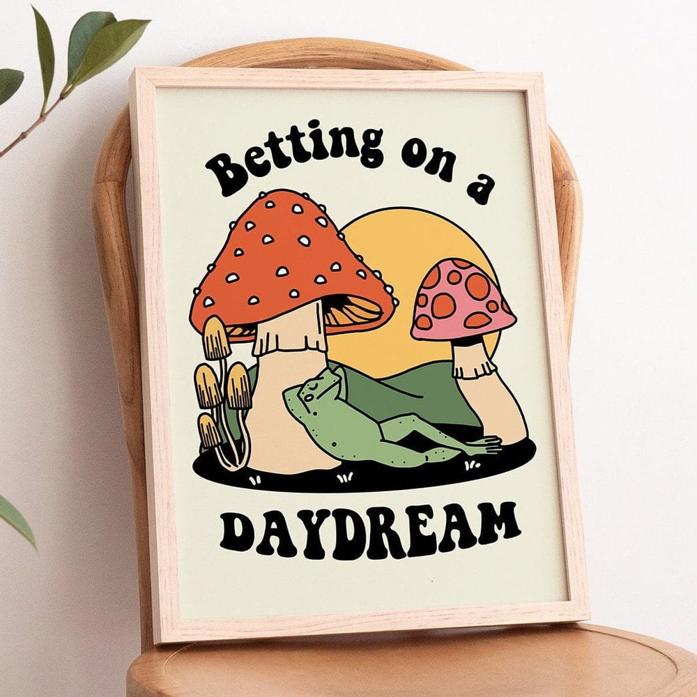Frog Mushroom 70S Print, Cute Froggy Poster, Positive , Retro Wall ...