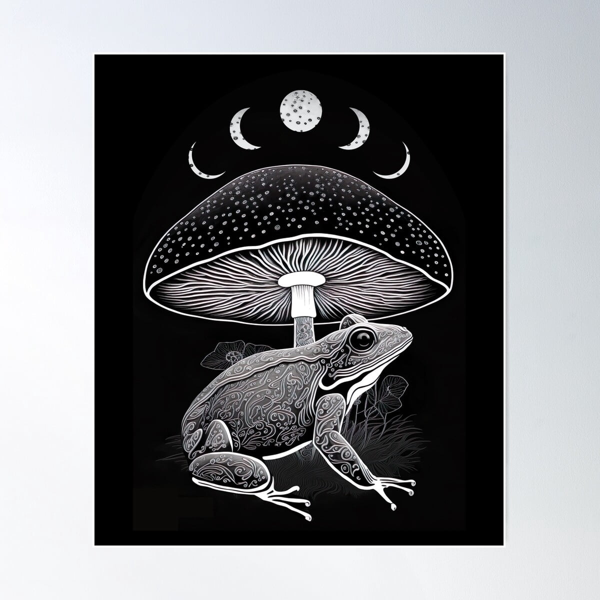 Frog Under Mushroom Dark Academia Cottagecore Aesthetic Goth Mystical ...