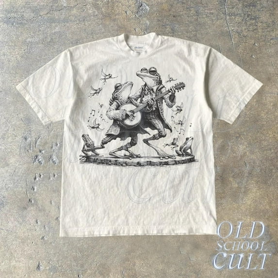 Frog Musicians 90s Retro Shirt, Frog Guitar Graphic Shirt, Cute Funny ...
