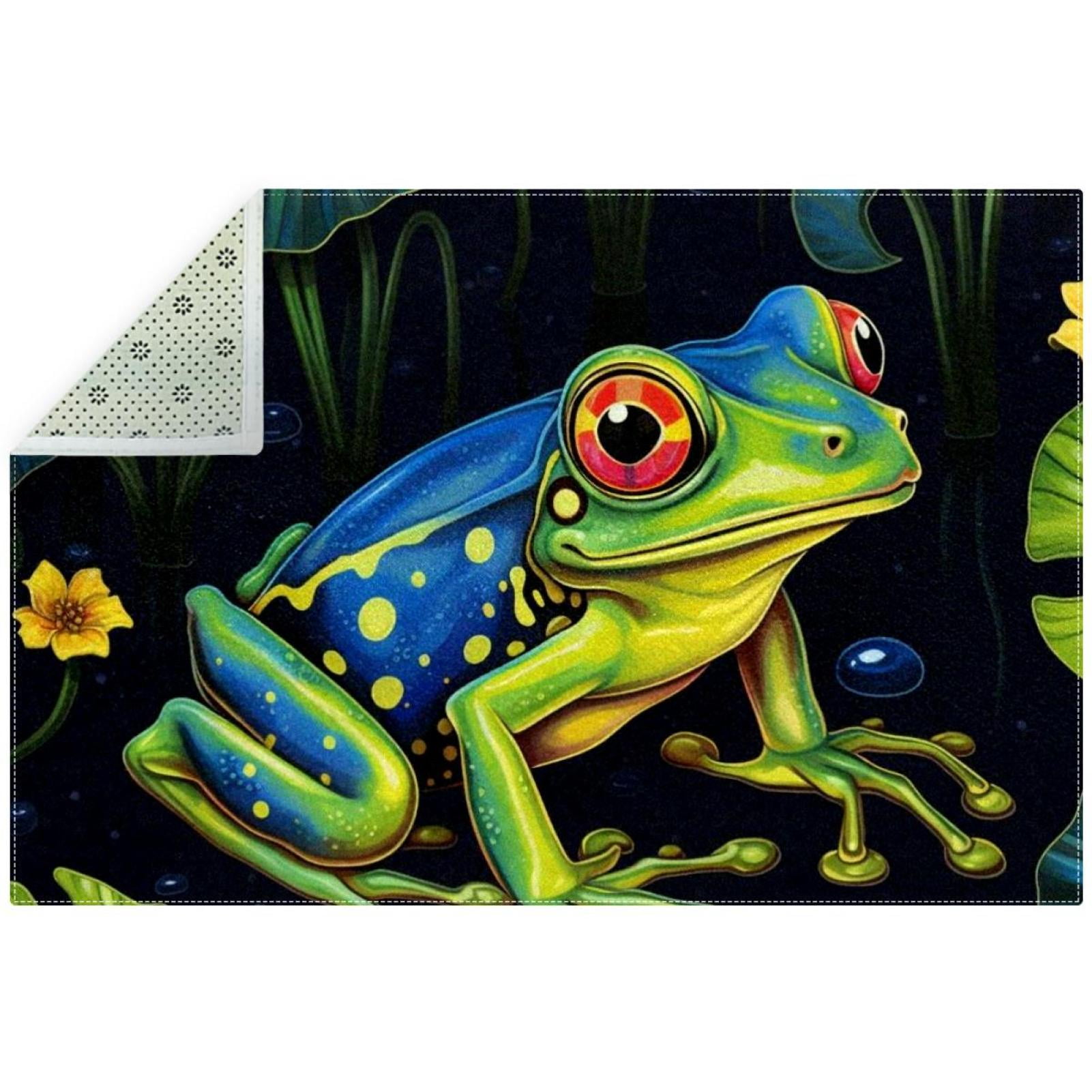 Frog Office Mat with Right-Angle Design - Polyester Floor Mat for ...