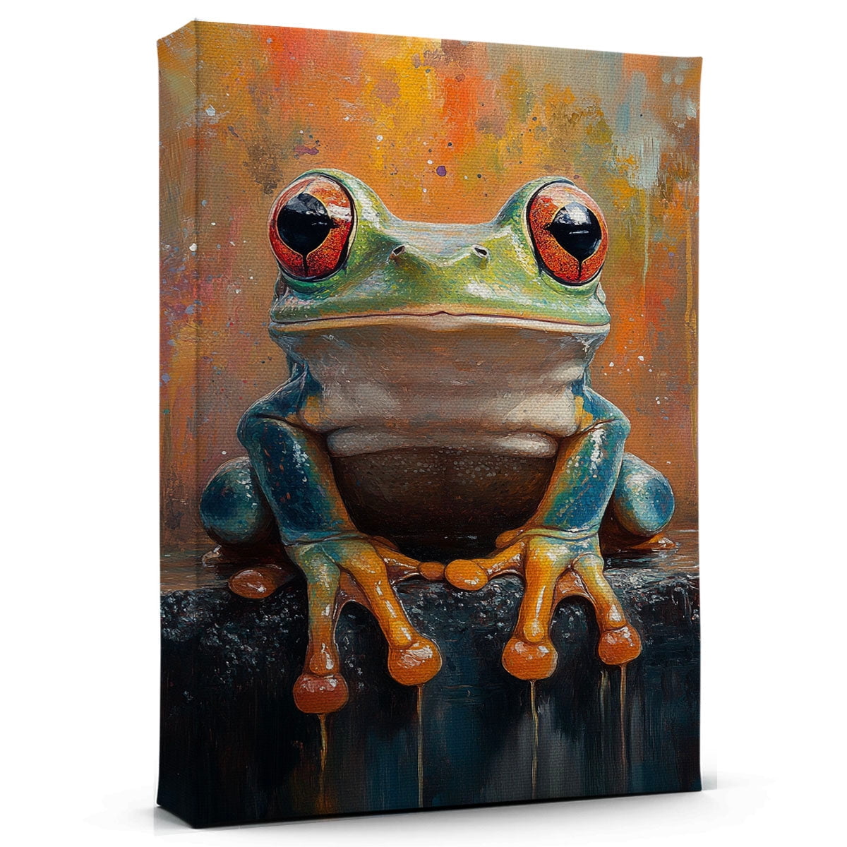 Frog Olive Green African Bullfrog Art Print Canvas, Animal Decor for ...