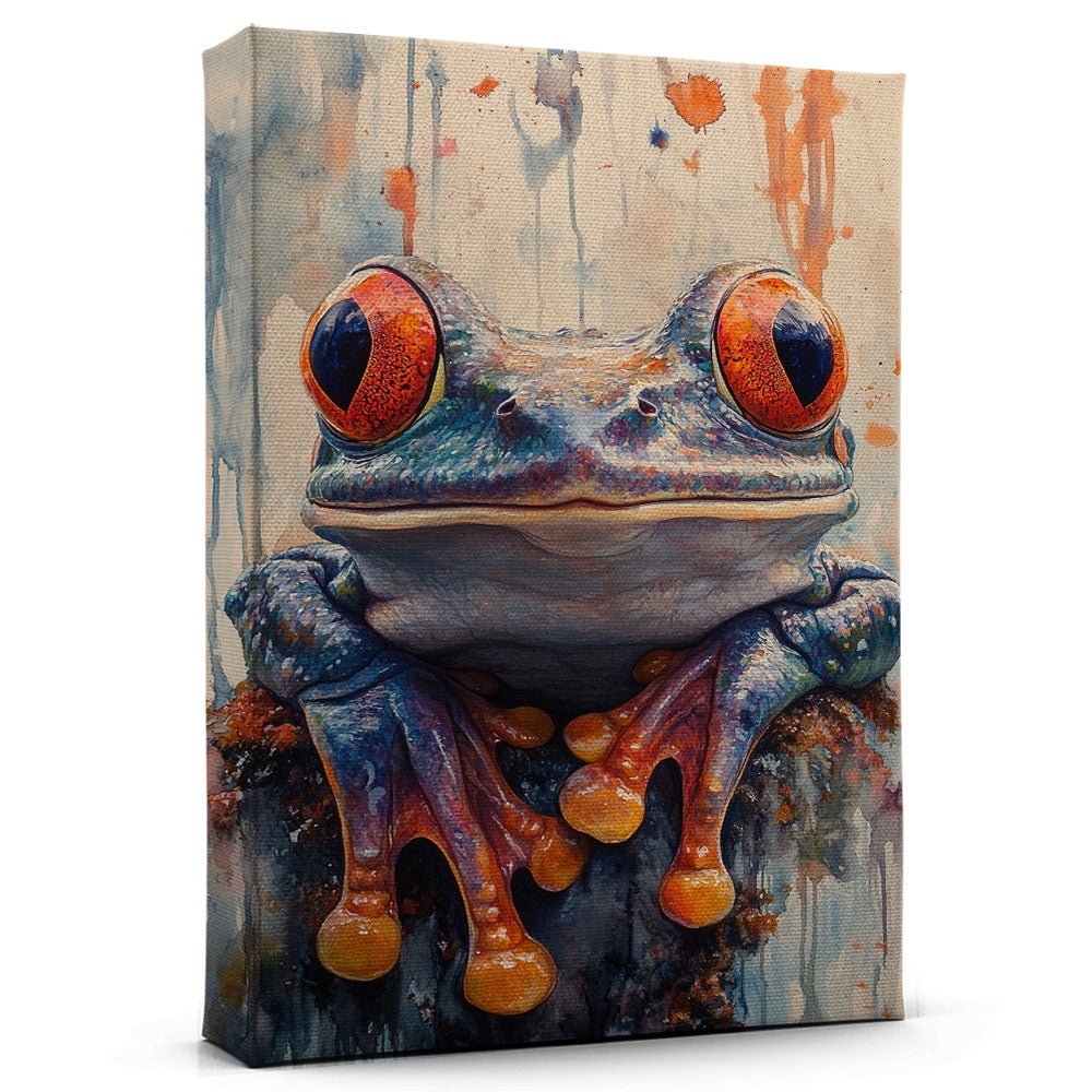 Frog Olive Green African Bullfrog Canvas Painting Animal Artwork ...