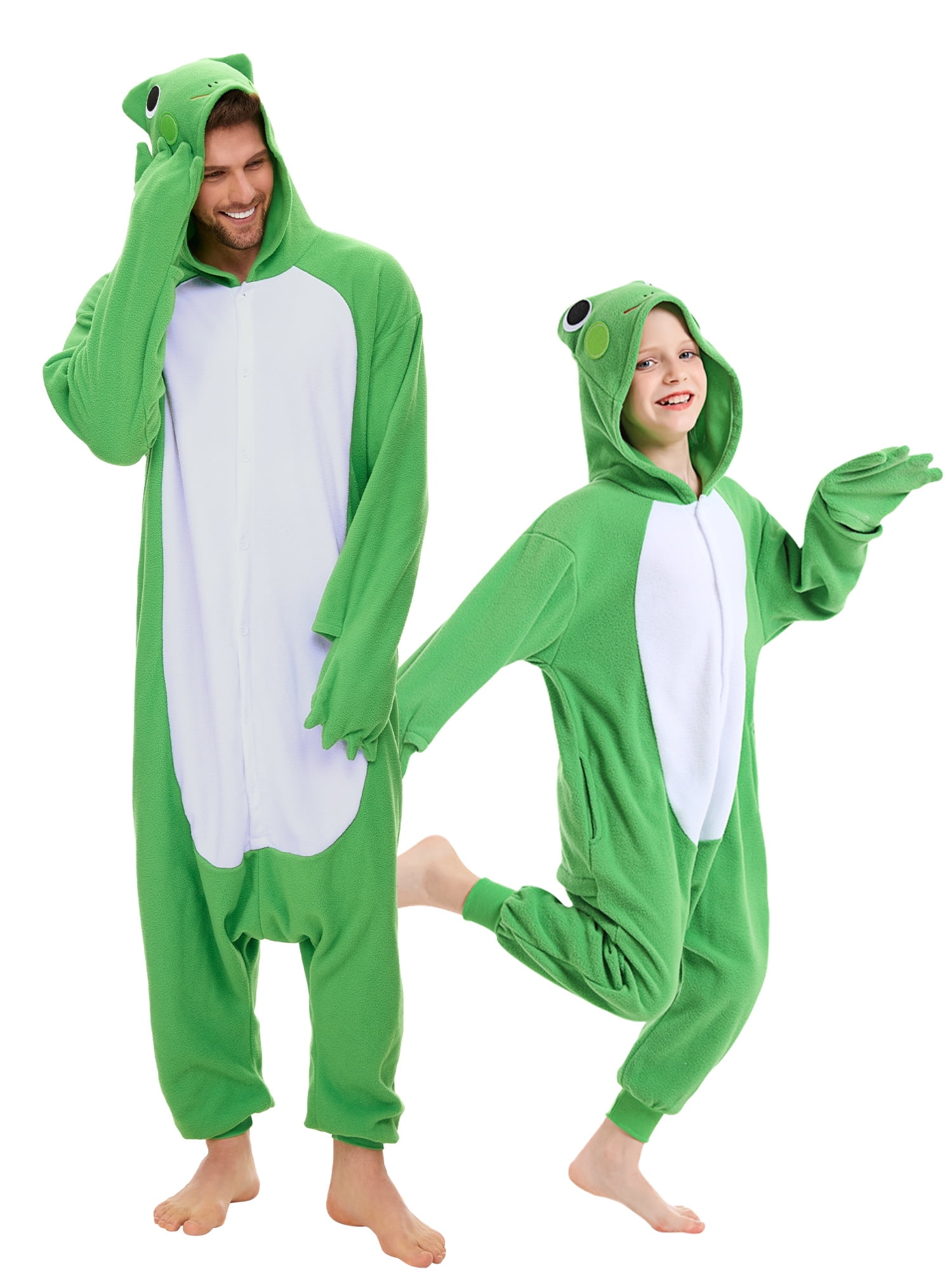 Frog Onesie Adults Unisex Animal Pajama Polyester One-Piece Sleepwear for Women and Men Medium ...