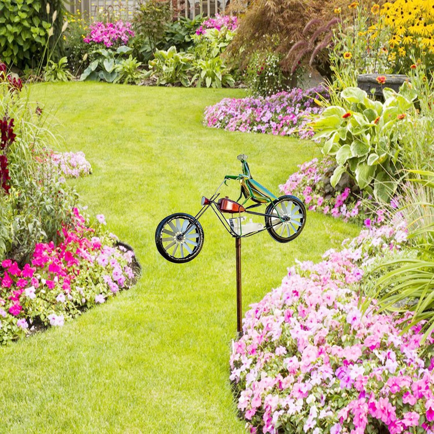 Frog Ornament Wind Spinner with Standing Vintage Bicycle, Bicycle Wind ...