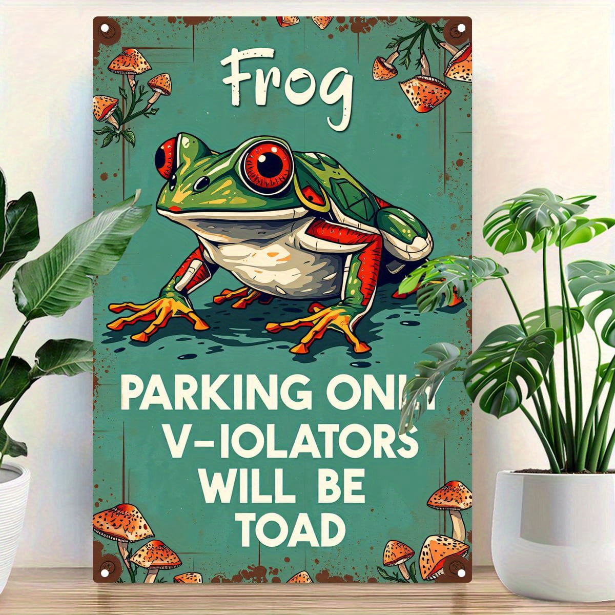 Frog Parking Sign 8x6 Inches Vintage Metal Tin Sign Garage Decor - Use ...