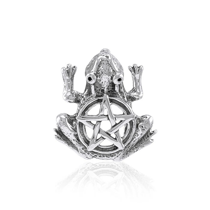 Frog Pentacle Pendant 925 Sterling Silver Animal Totem Pagan Wicca Fine ...
