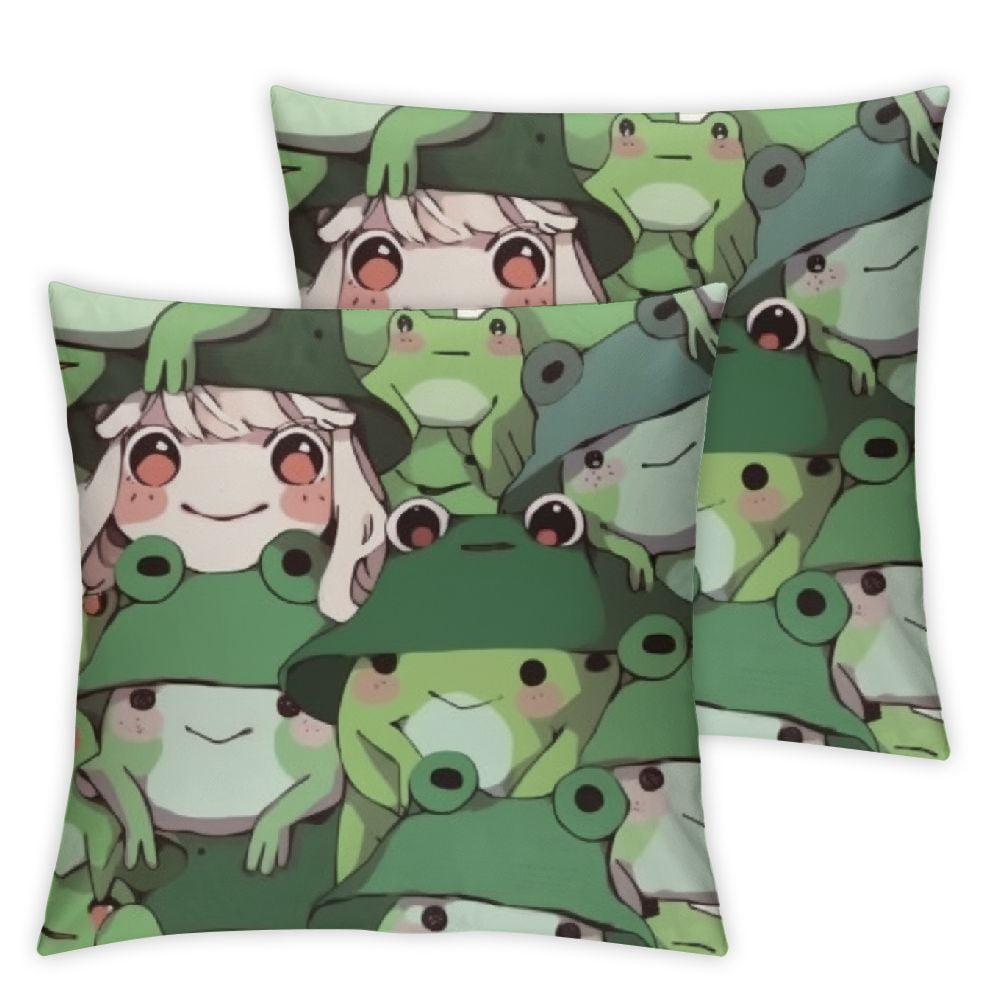 Frog Pillow Cover, Soft Solid Decorative Square Throw Pillow Covers Set ...