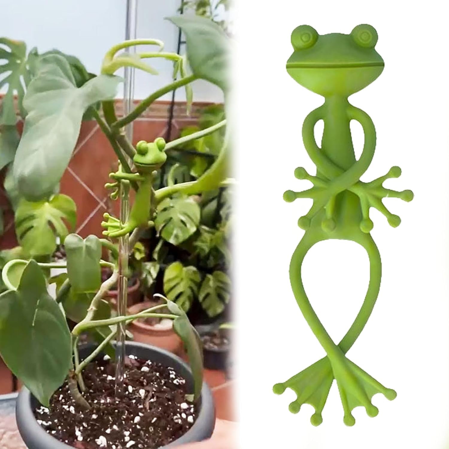 Frog Plant Stand, Garden Frog Climbing Branch & Planter Stake Decor ...