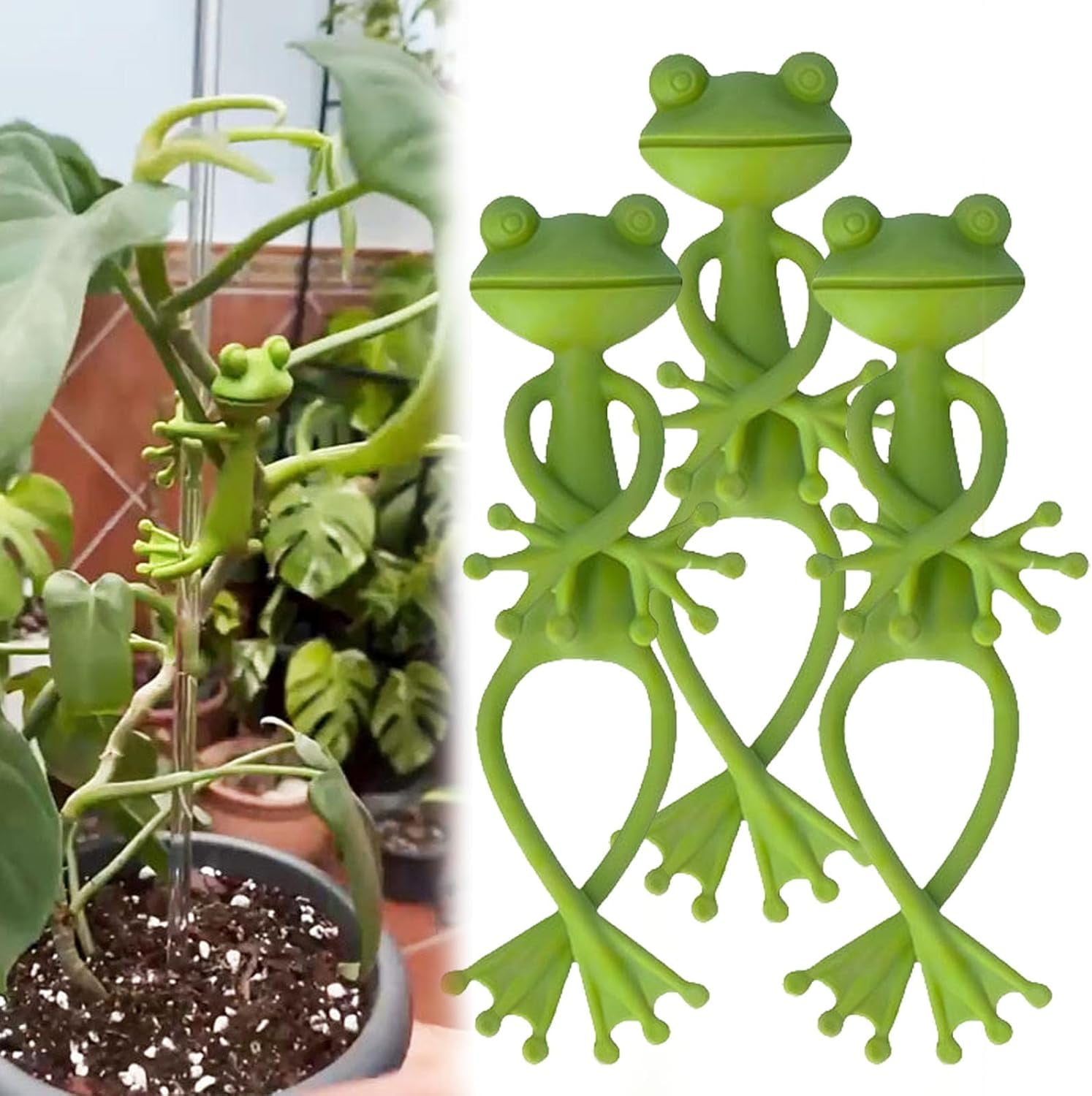 Frog Plant Stand, Garden Frog Climbing Branch & Planter Stake Decor ...