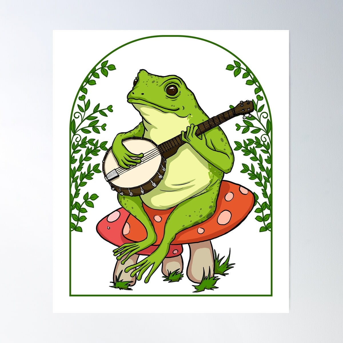 Frog Playing Banjo Cottagecore Bluegrass Music Banjo Frog Gear Poster ...