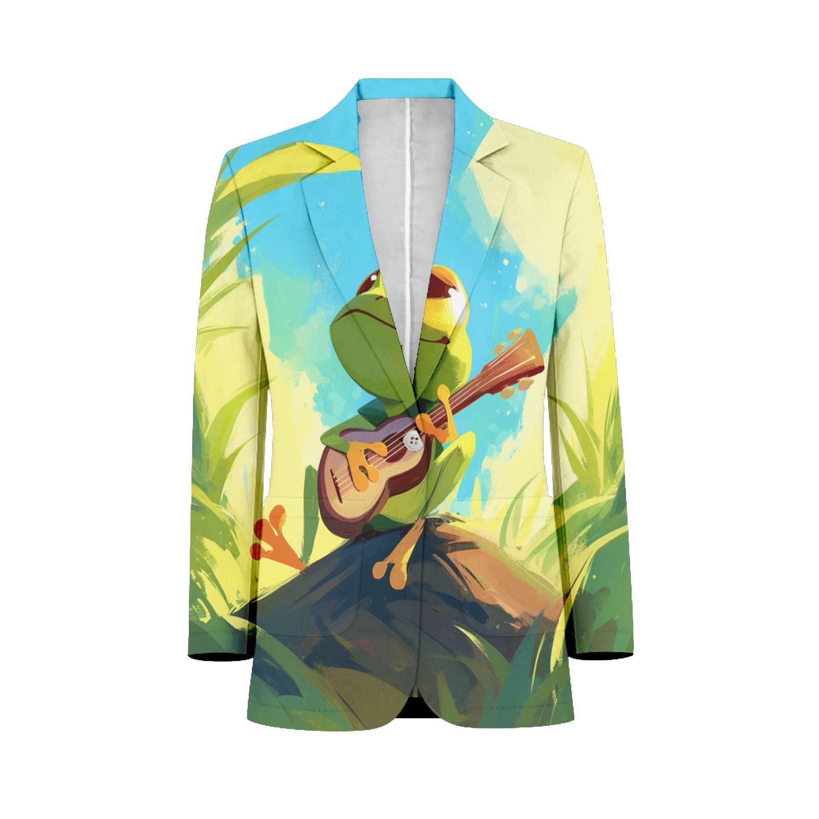 Frog Playing Guitar Musical Frog Customized Men's Suits full man Shawl ...