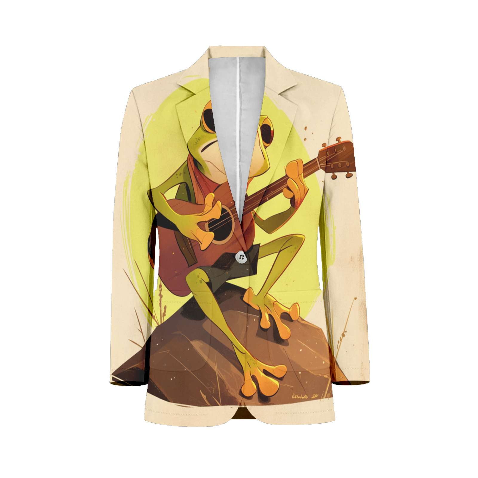 Frog Playing Guitar Musical Frog Customized Men's Suits full man Shawl ...