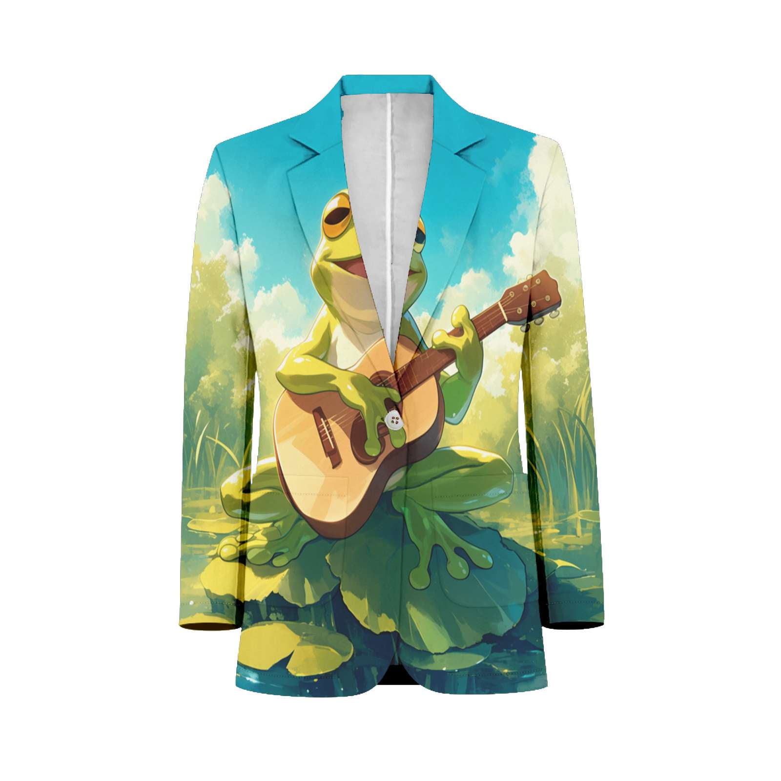 Frog Playing Guitar Musical Frog Mens Suits Shawl Collar Slim Fit Suit ...