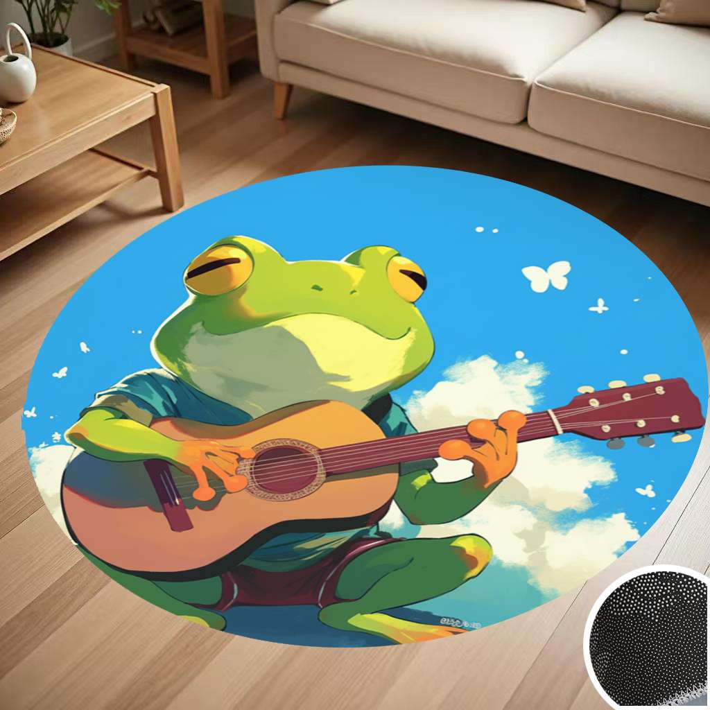 Frog Playing Guitar Musical Frog Round Carpet Living Room Bedroom Home ...