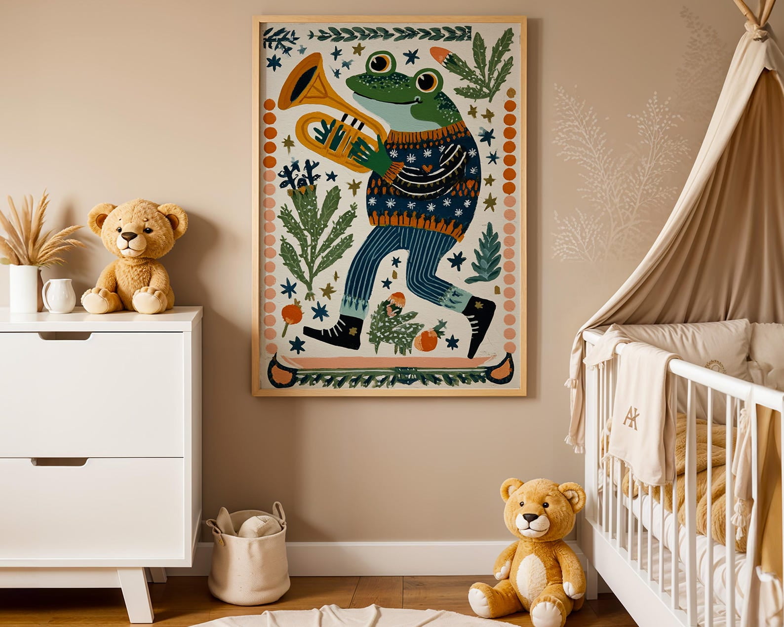 Frog Playing Tuba Nursery Poster | Music Wall Art for Kids Room | Funny ...