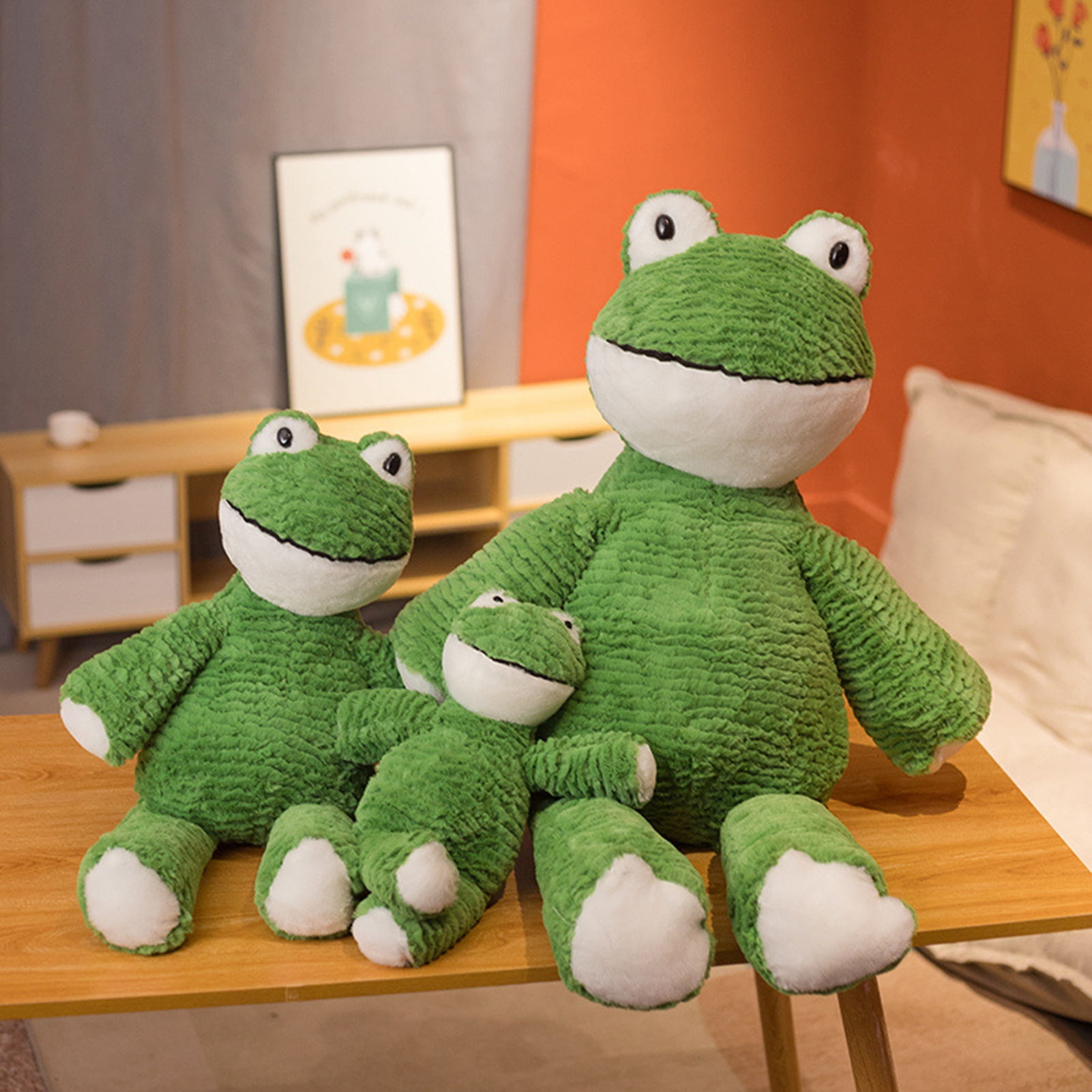 Frog Plush Toy Lovely Smile Expression PP Cotton Filled Creative Sofa ...