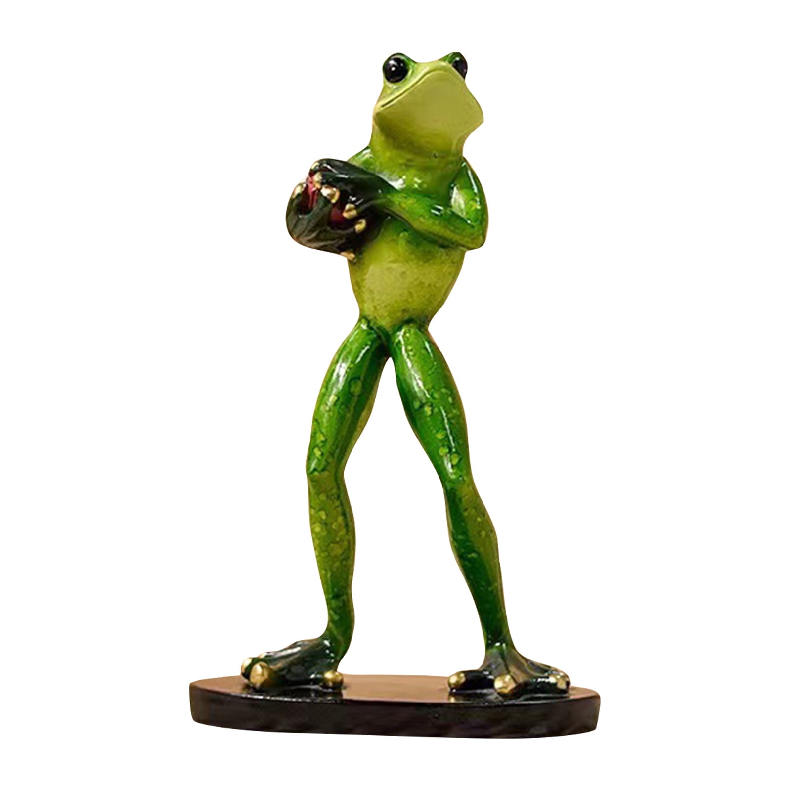 Frog Pose Resin Sculpture - Cute Green Desktop Decor for Bathroom ...