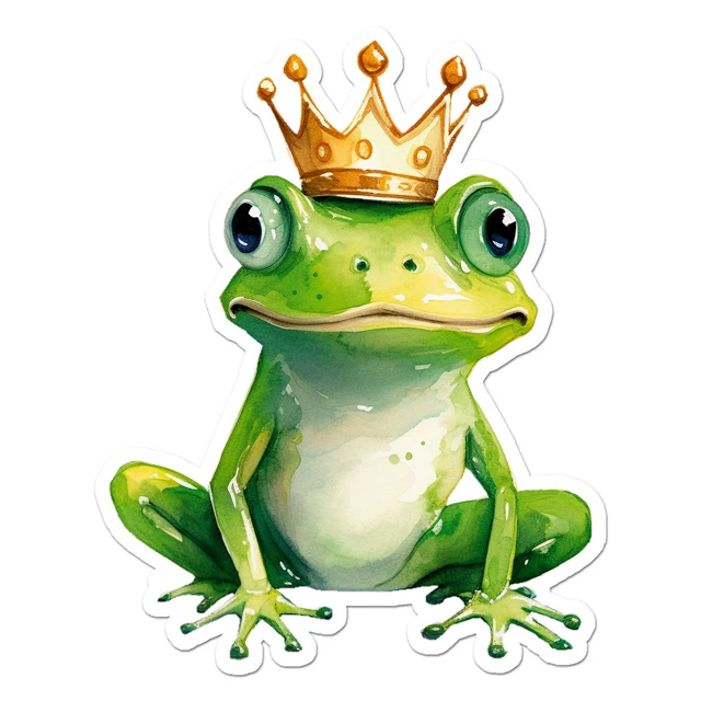 Frog Prince Crown Sticker Phone Decal Water Bottle Stickers Car Decals ...