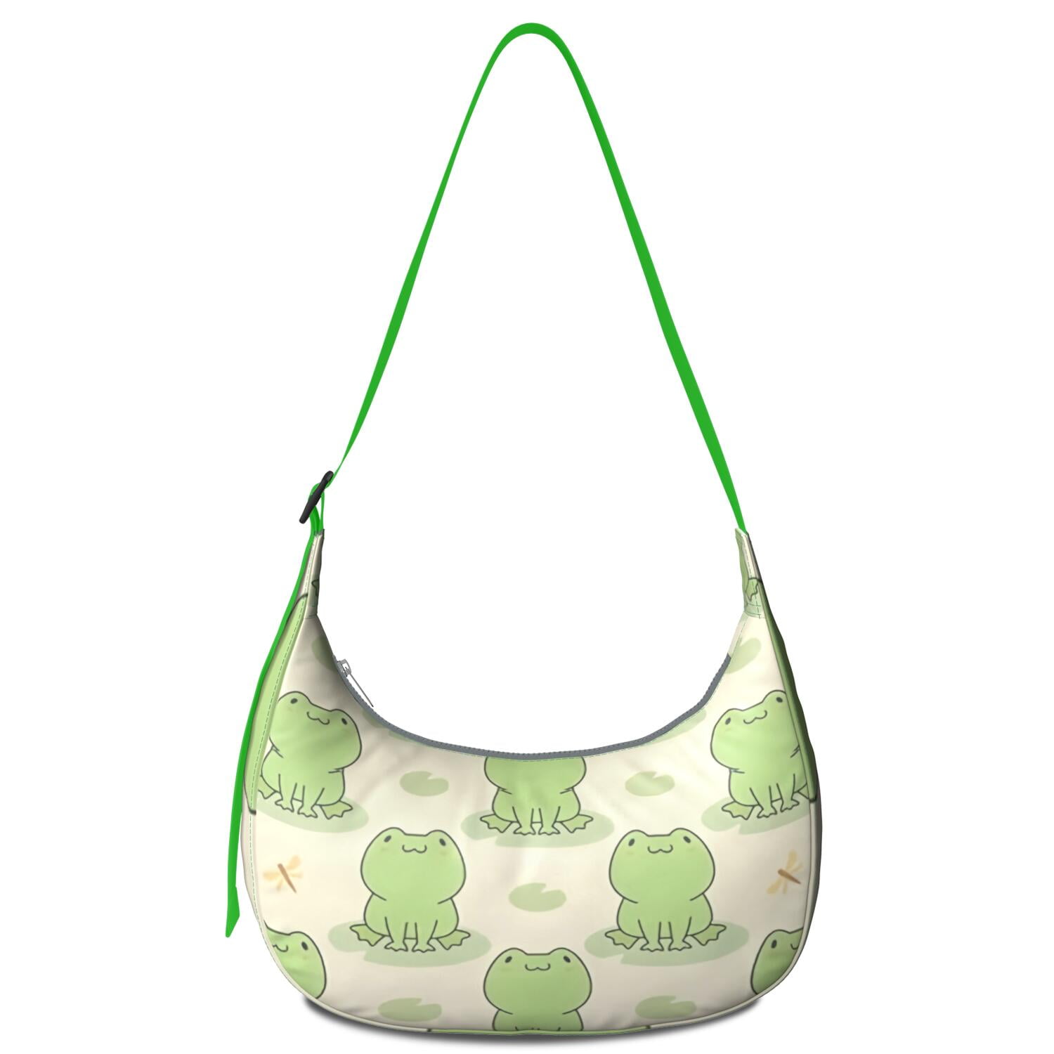 Frog Print Crescent Crossbody Bag for Women Mens, Cute Green Frog ...