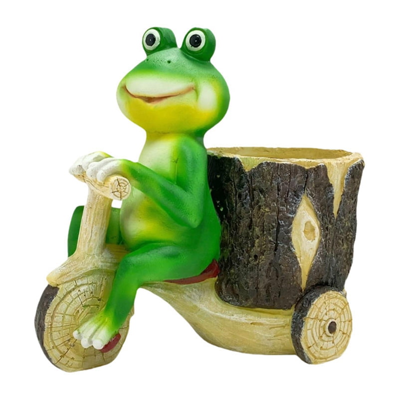 Frog Pulling Cart Decoration, Sculpture, Animal Flower Pot, Interesting ...