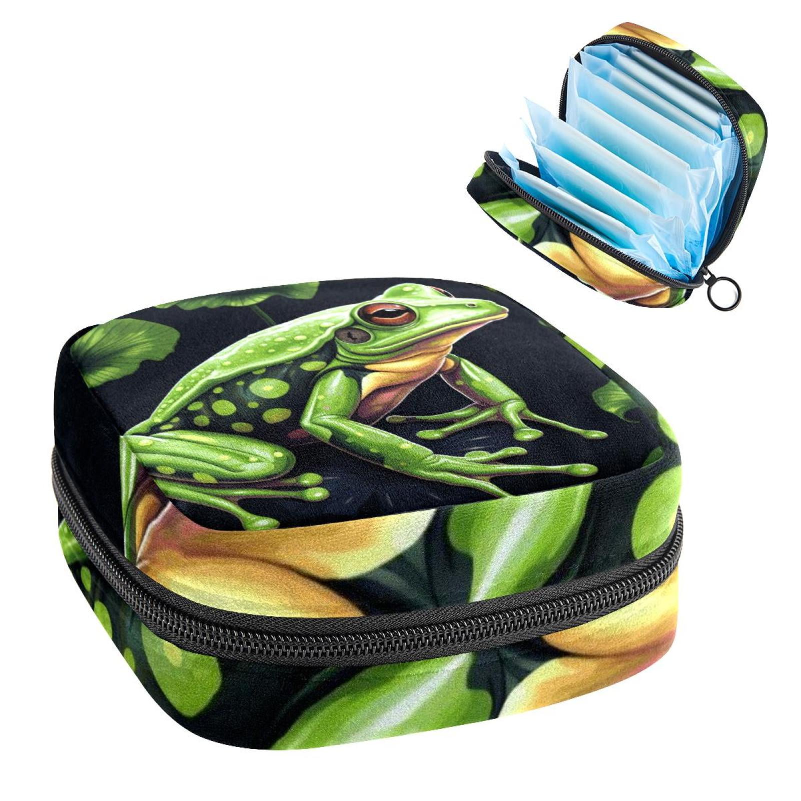 Frog Sanitary Napkin Storage Bag with Plush Fabric, Sponge, and Oxford ...