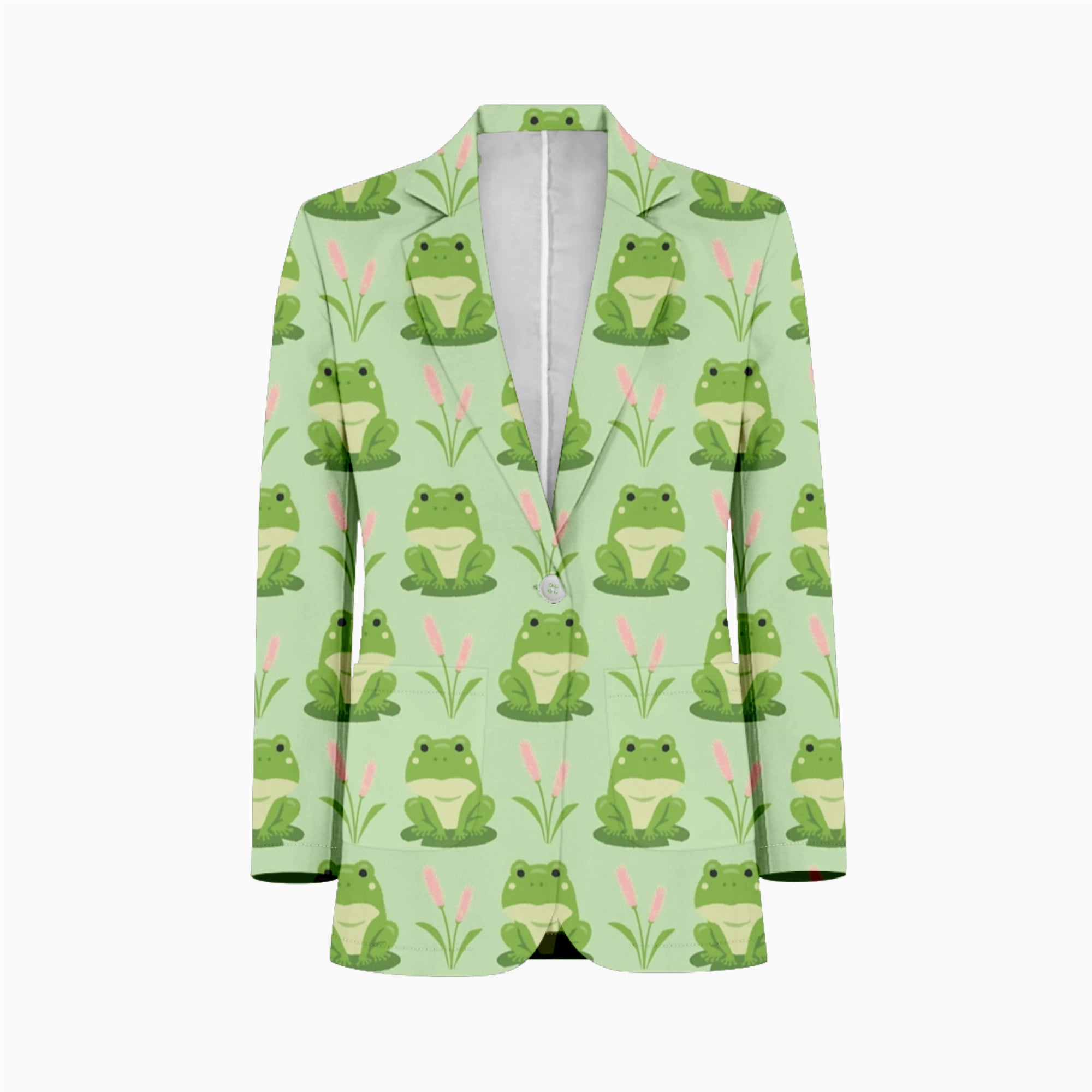 Frog Seamless Pattern Mens Suits Shawl Collar Slim Fit Suit Mens Groom ...