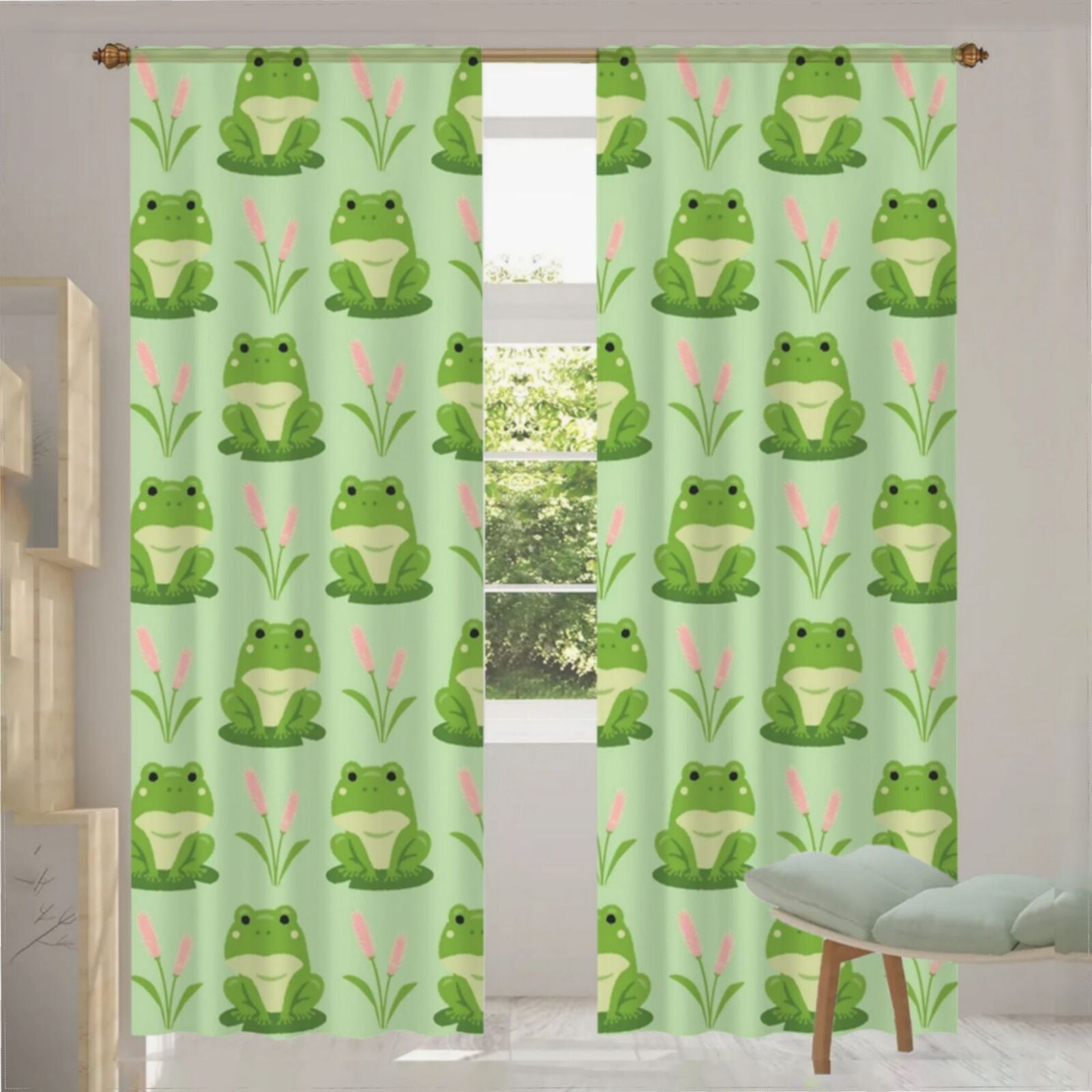 Frog Seamless Pattern Window Tulle Curtains for Living Room Kitchen ...