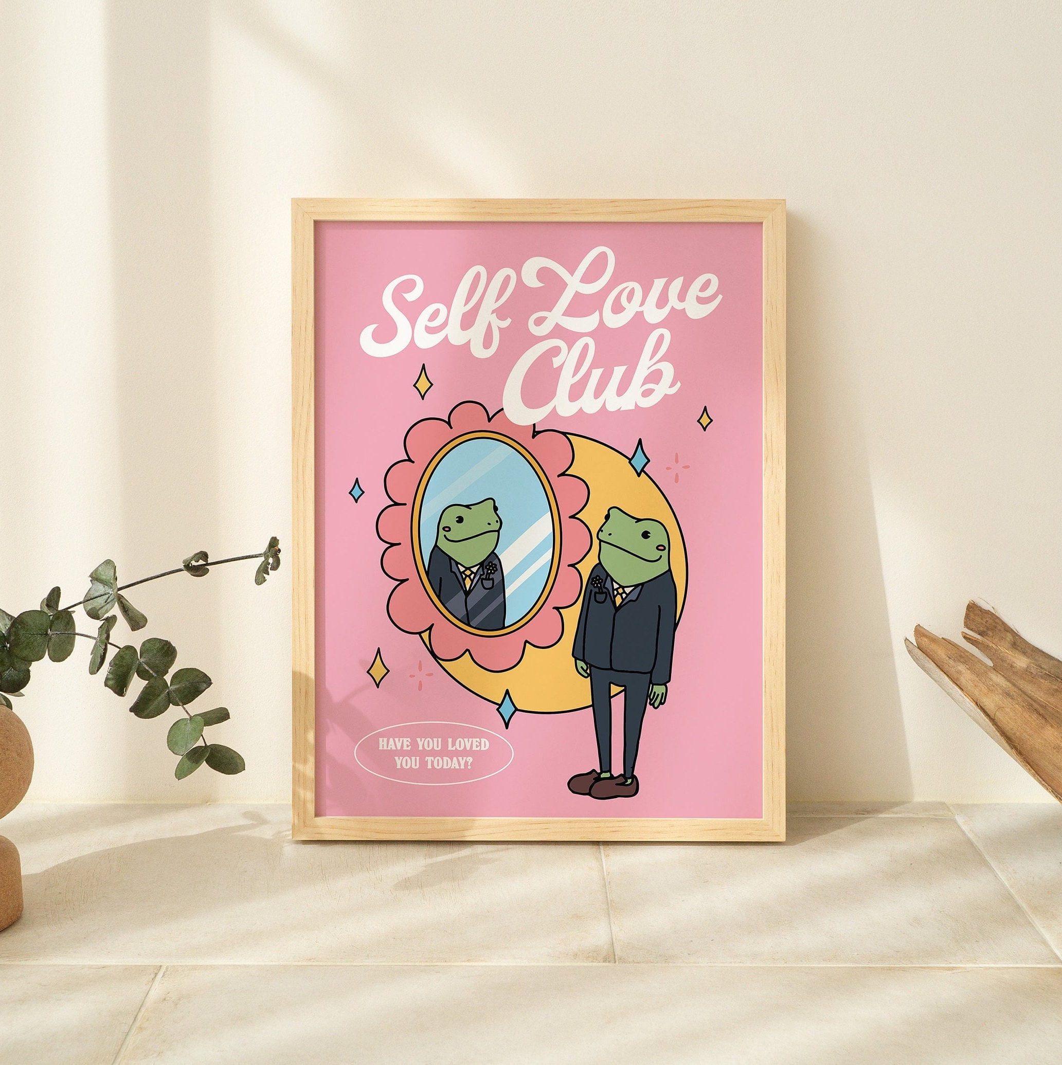 Frog Self Love Club Wall Print,Digital Download Print,Affirmation ...