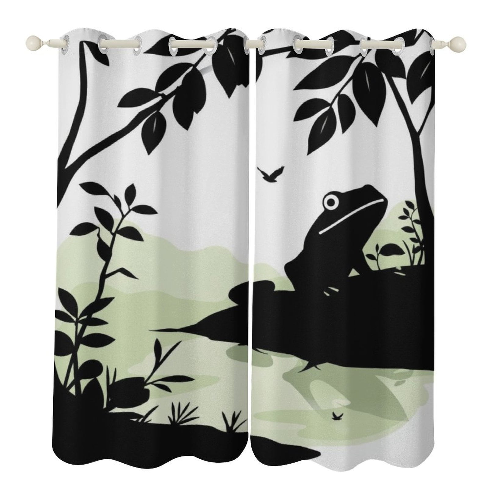 Frog Serene Nature Window Drapes For Kids Boys Girls Bedroom Blackout Curtains 2 Panels ...