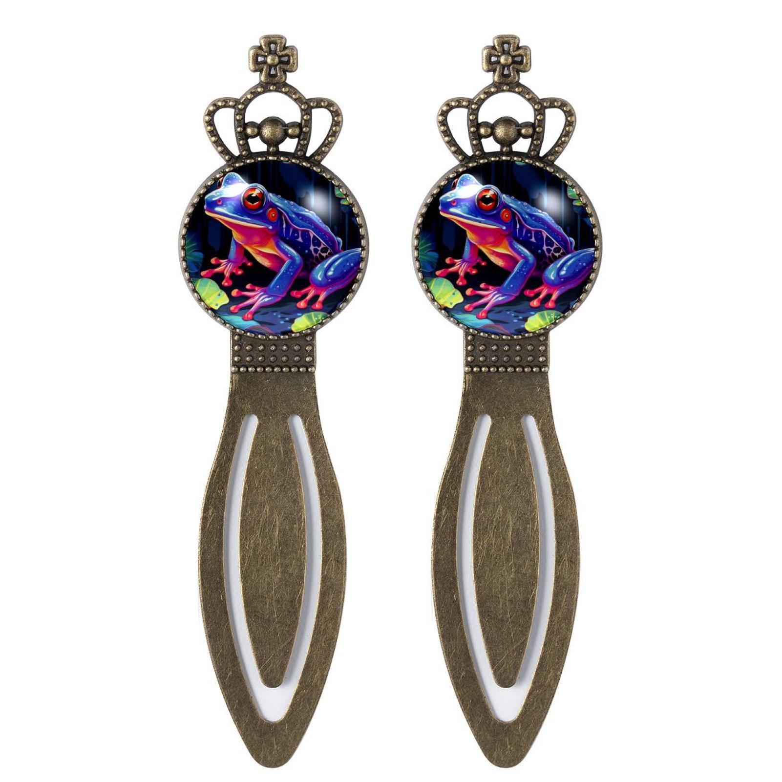 Frog Set of 2 Vintage Copper Crown-Shaped Bookmarks - Stainless Steel ...